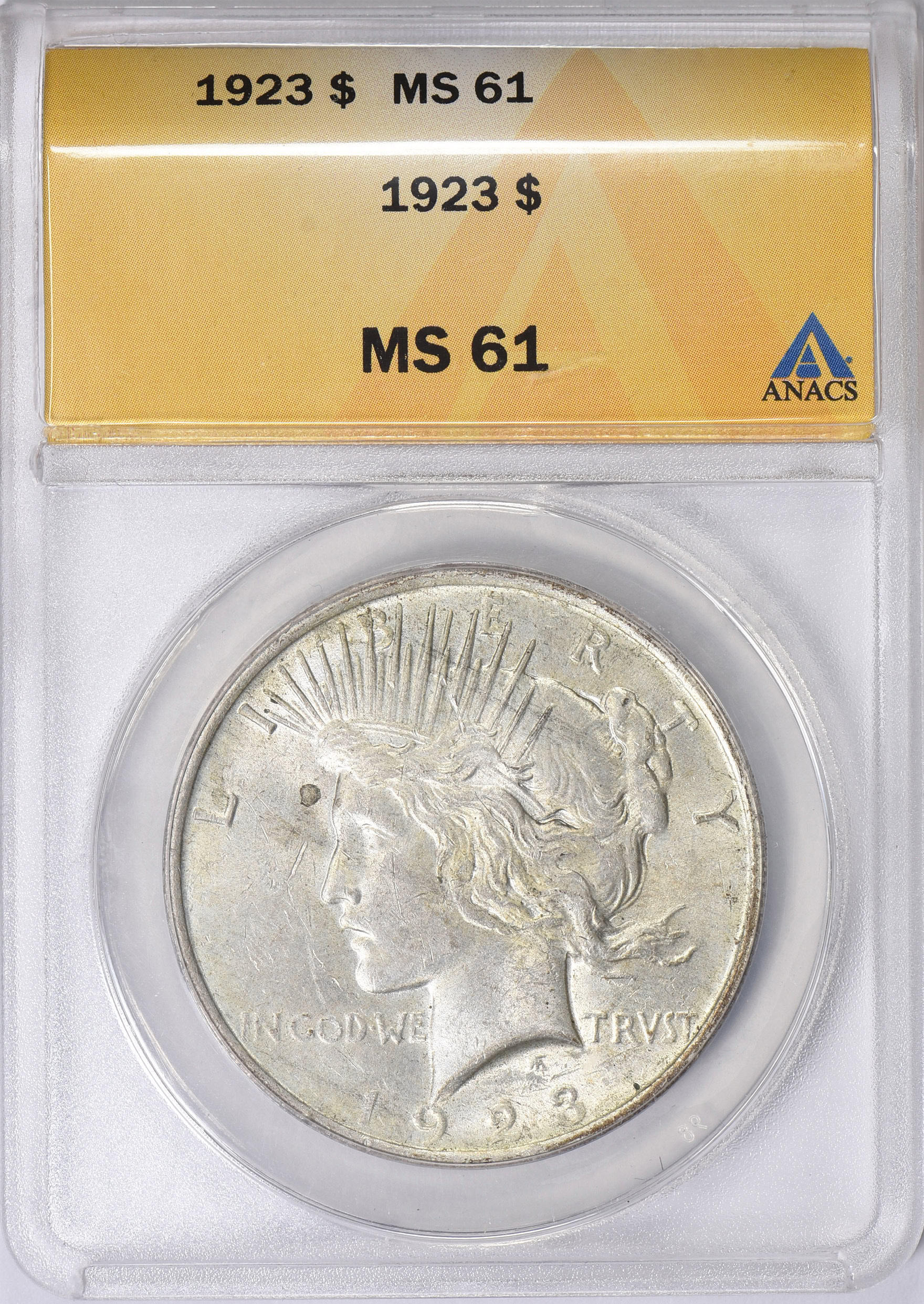 1923 Peace Silver Dollar ANACS MS-61 (Item 1745729) | GreatCollections Coin Auctions