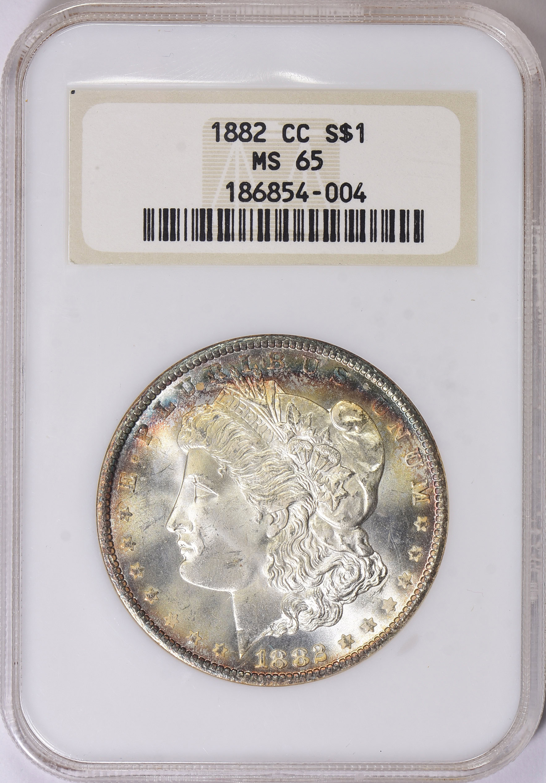 1882-CC Morgan Silver Dollar NGC MS-65 OH (Toned) (Item 1745734) | GreatCollections Coin Auctions
