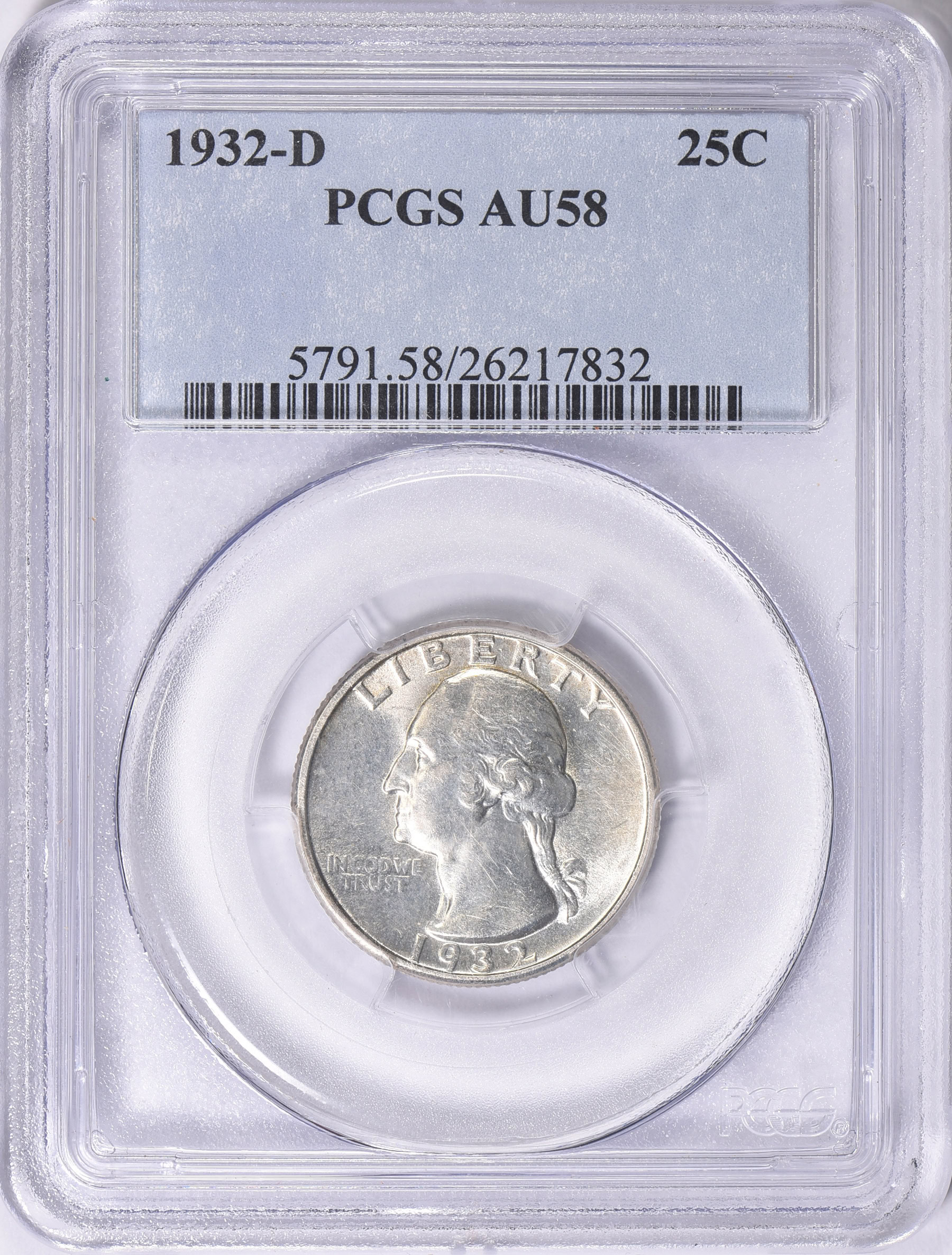 1932-D Washington Quarter PCGS AU-58 (Item 1745737) | GreatCollections Coin Auctions