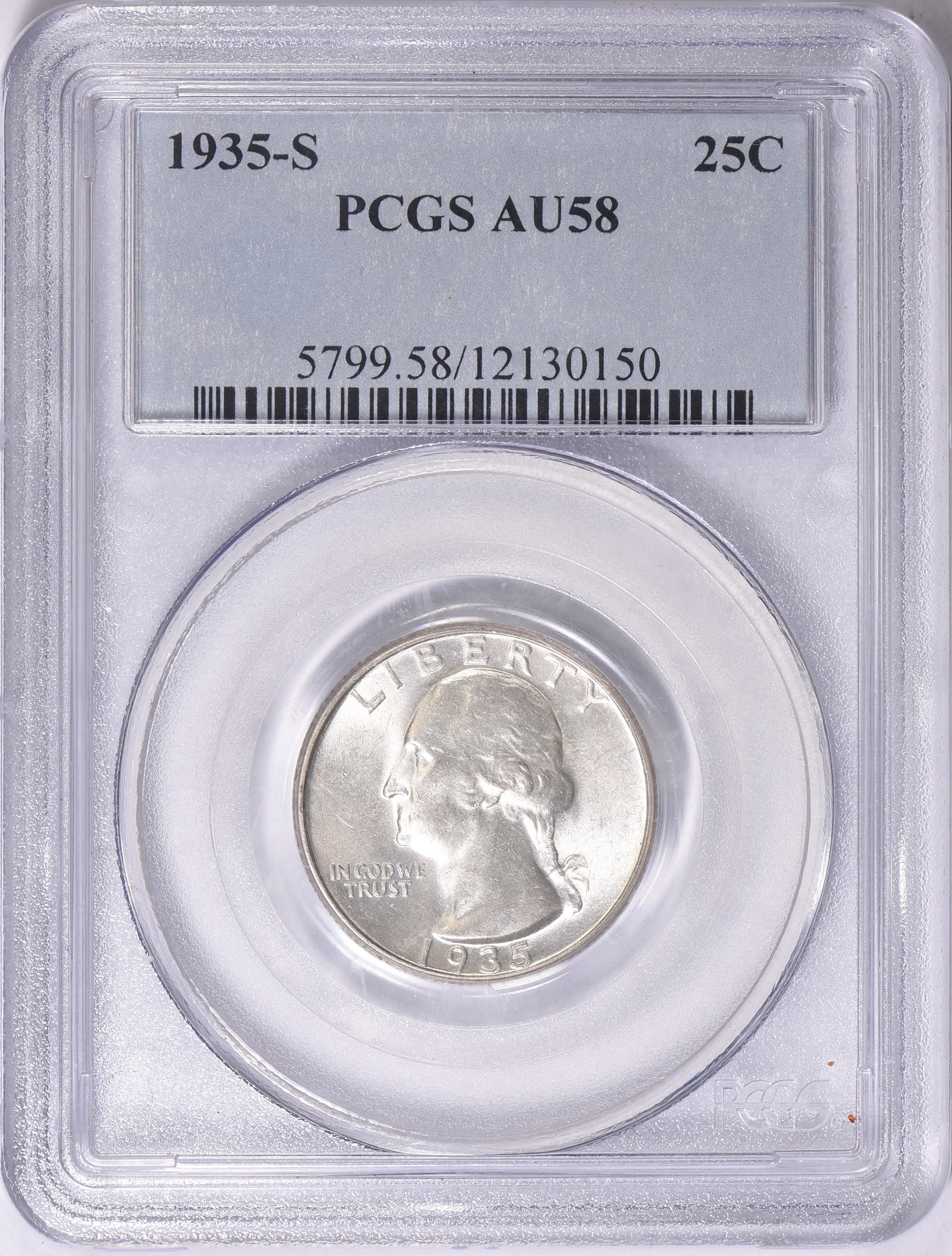 1935-S Washington Quarter PCGS AU-58 (Item 1745745) | GreatCollections ...
