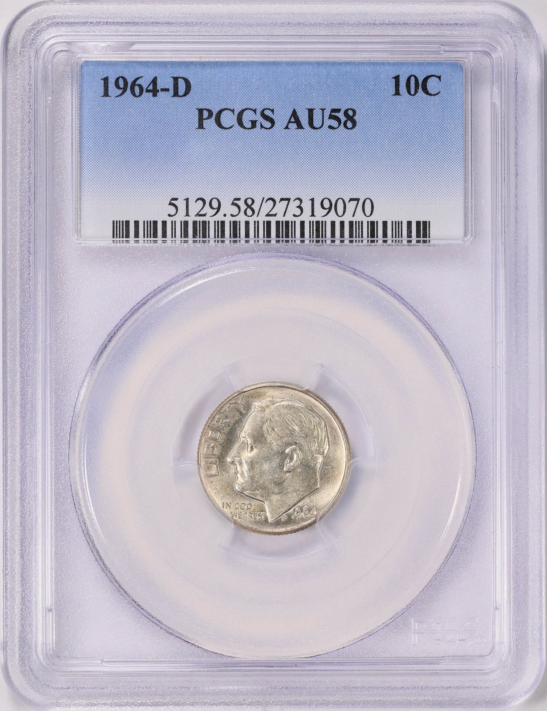 1964-D Roosevelt Dime PCGS AU-58 (Item 1745770) | GreatCollections Coin ...