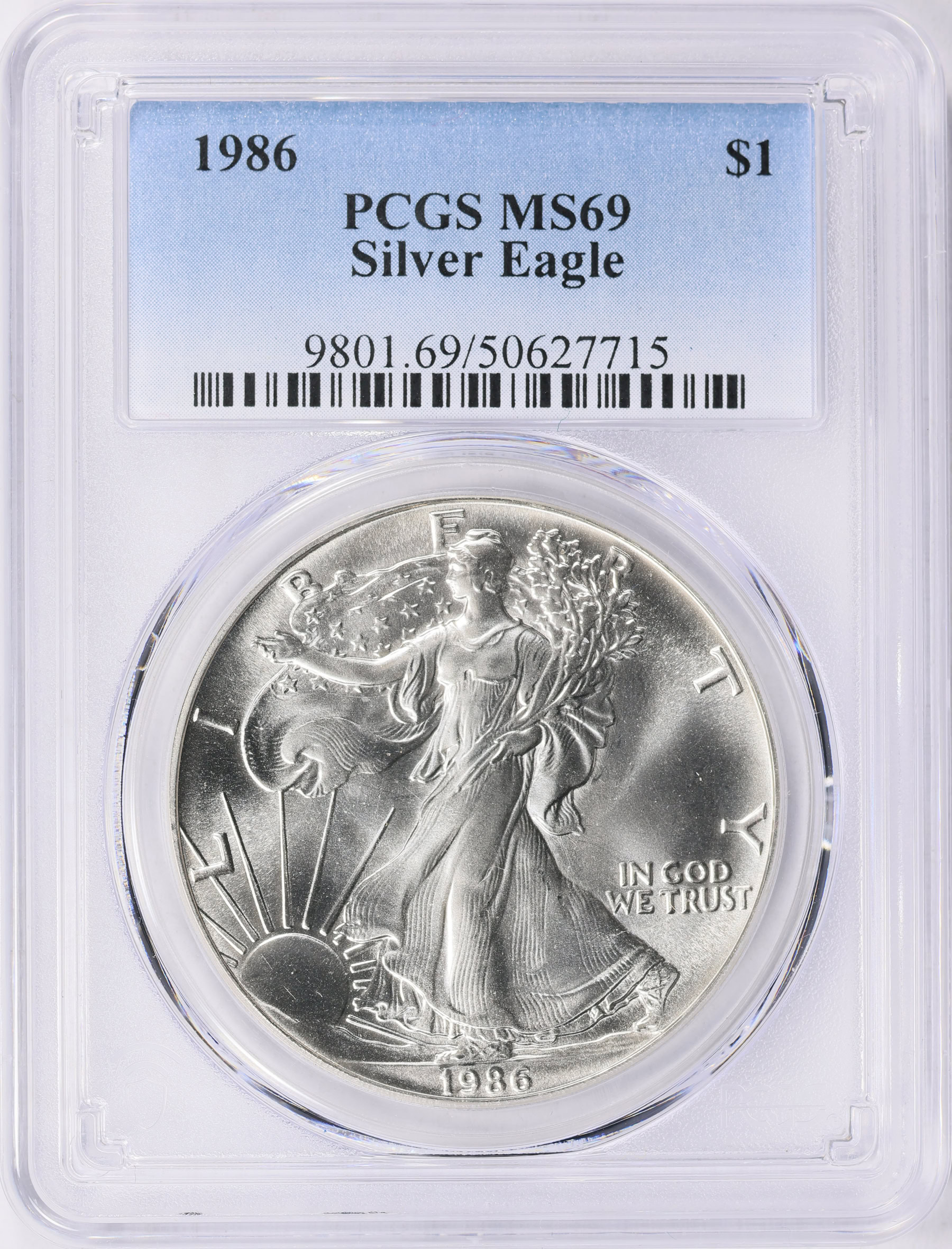 1986 $1 Silver Eagle PCGS MS-69 (Item 1745837) | GreatCollections Coin Auctions