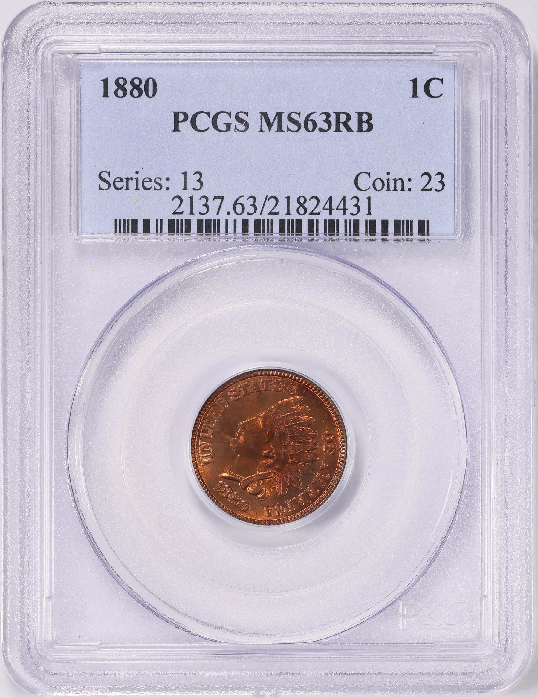1880 Indian Cent PCGS MS-63 RB (Item 1745865) | GreatCollections Coin Auctions