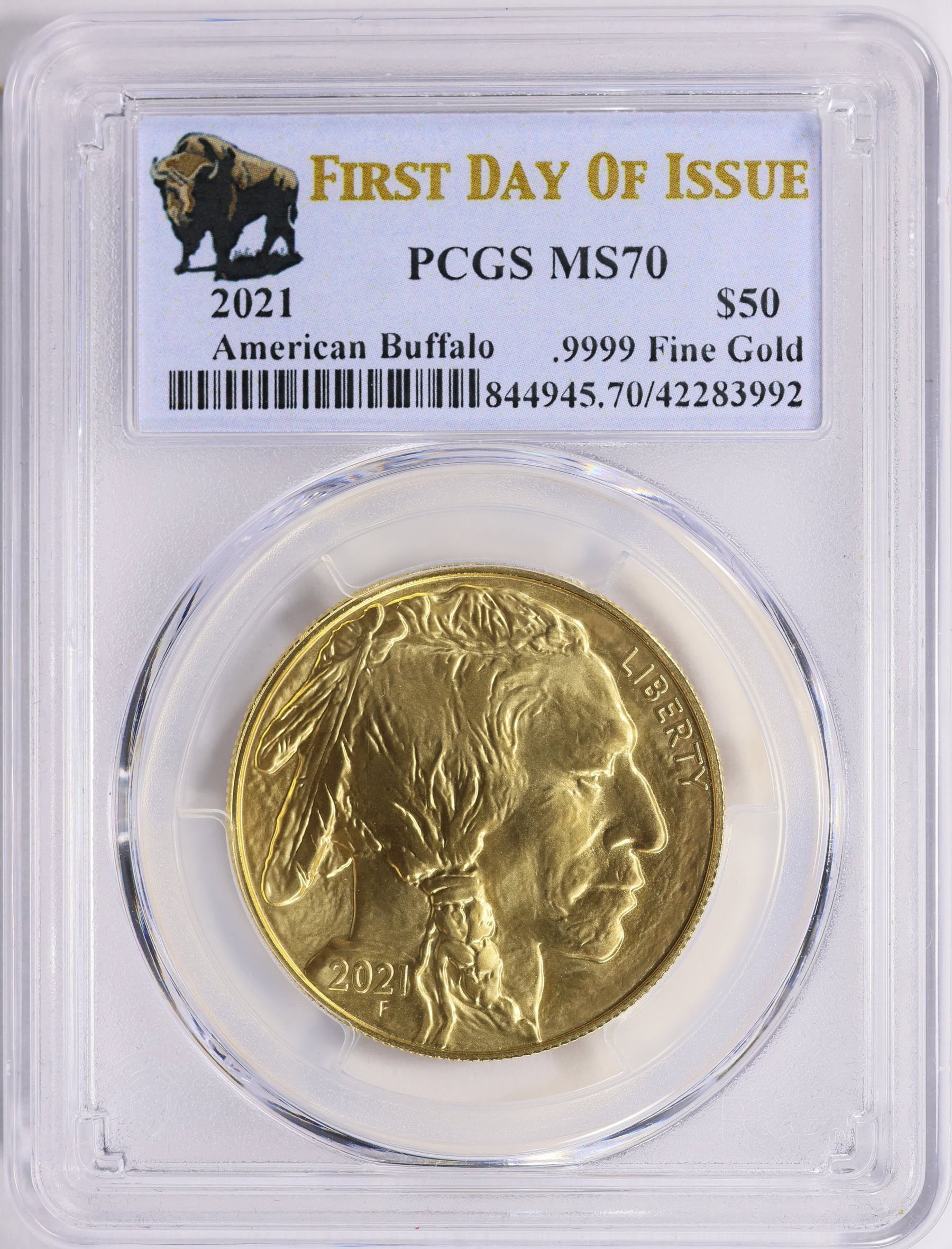 2021 $50 One-Ounce Gold American Buffalo First Day of Issue PCGS MS-70 (Item 1745936 ...