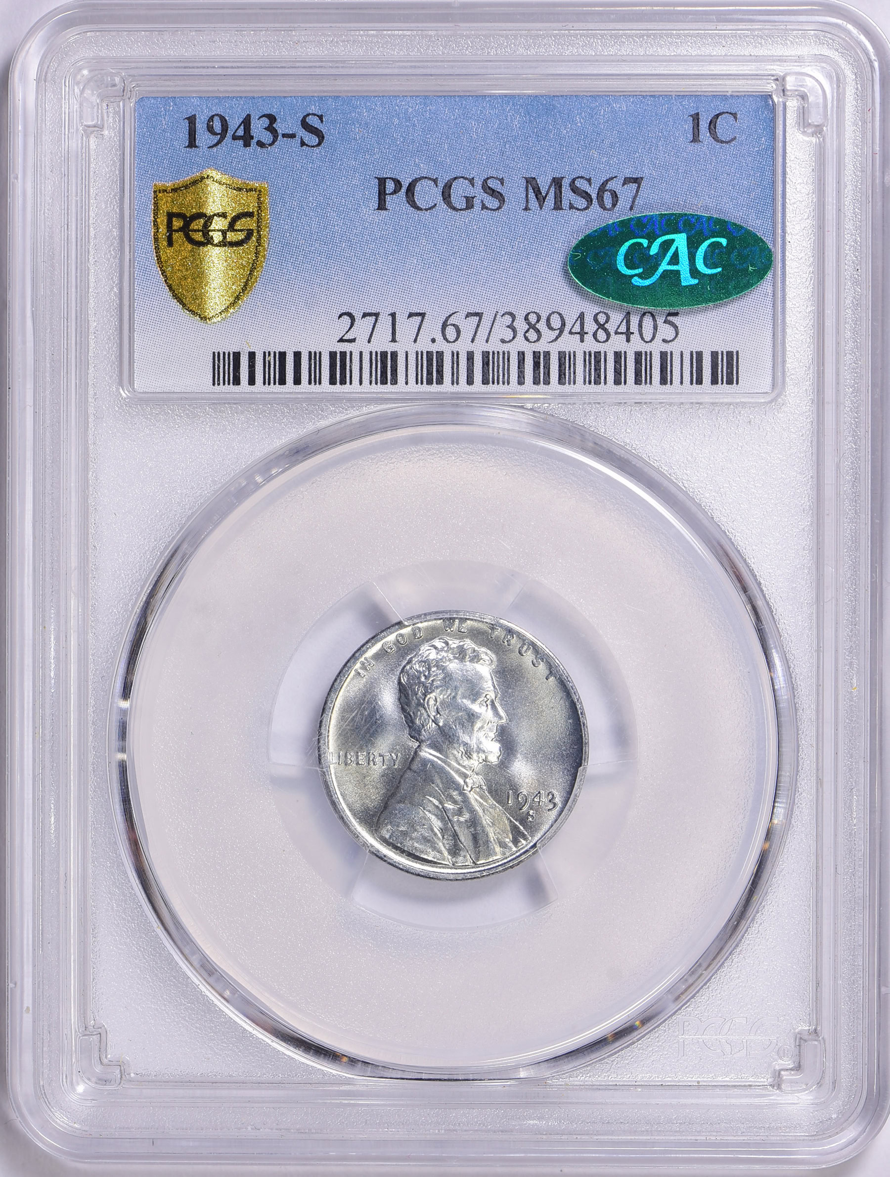 1943-S Lincoln Cent PCGS MS-67 (CAC Green) (Item 1745949) | GreatCollections Coin Auctions