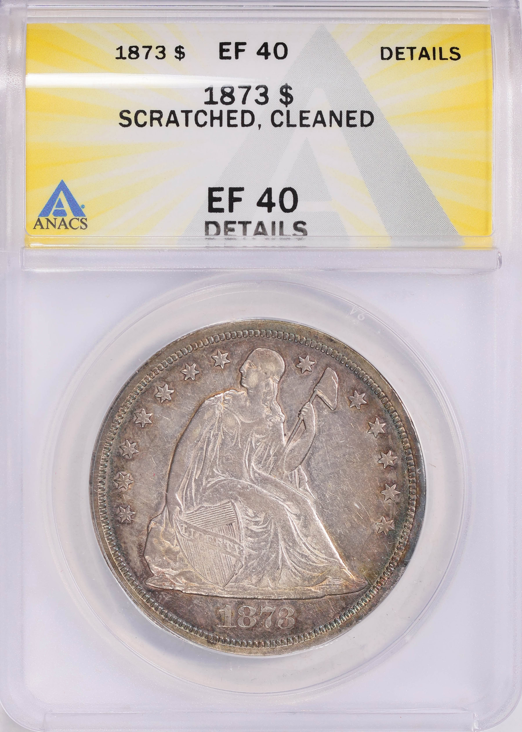 1873 Seated Liberty Silver Dollar ANACS XF-40 Details (Item 1746024 ...