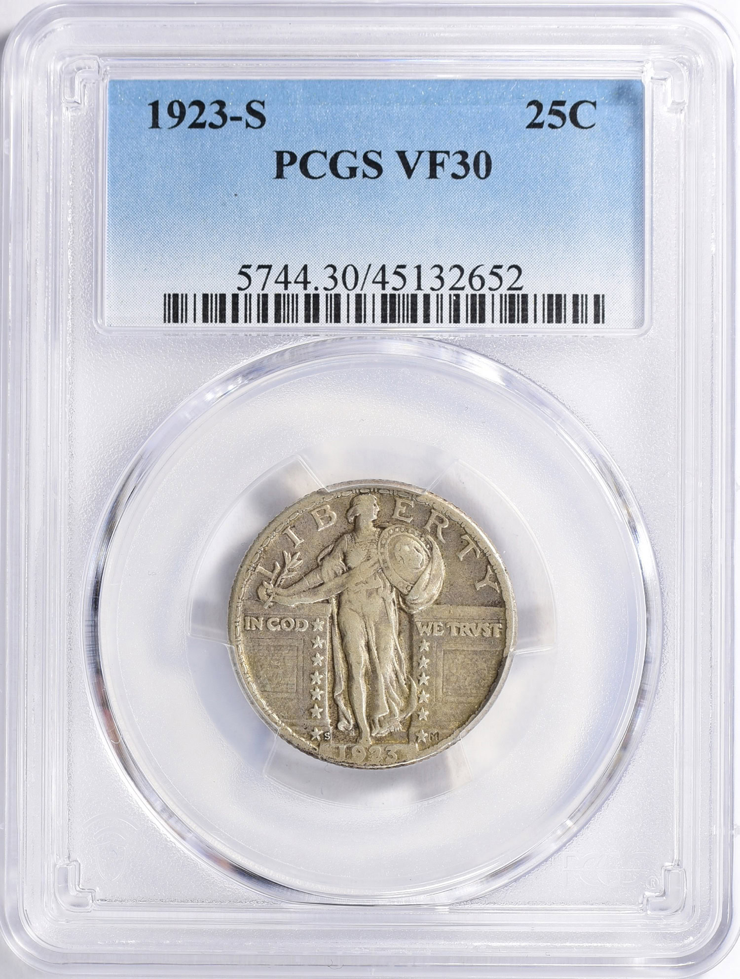 1923-S Standing Liberty Quarter PCGS VF-30 (Item 1746058) | GreatCollections Coin Auctions