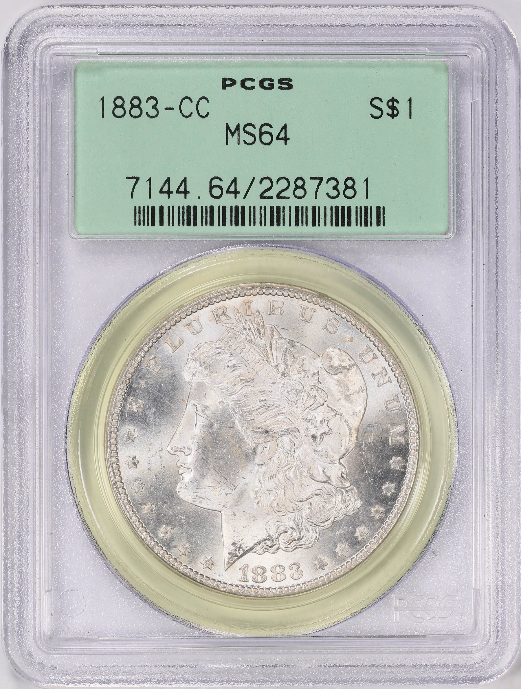1883-CC Morgan Silver Dollar PCGS MS-64 OGH (Item 1746115) | GreatCollections Coin Auctions
