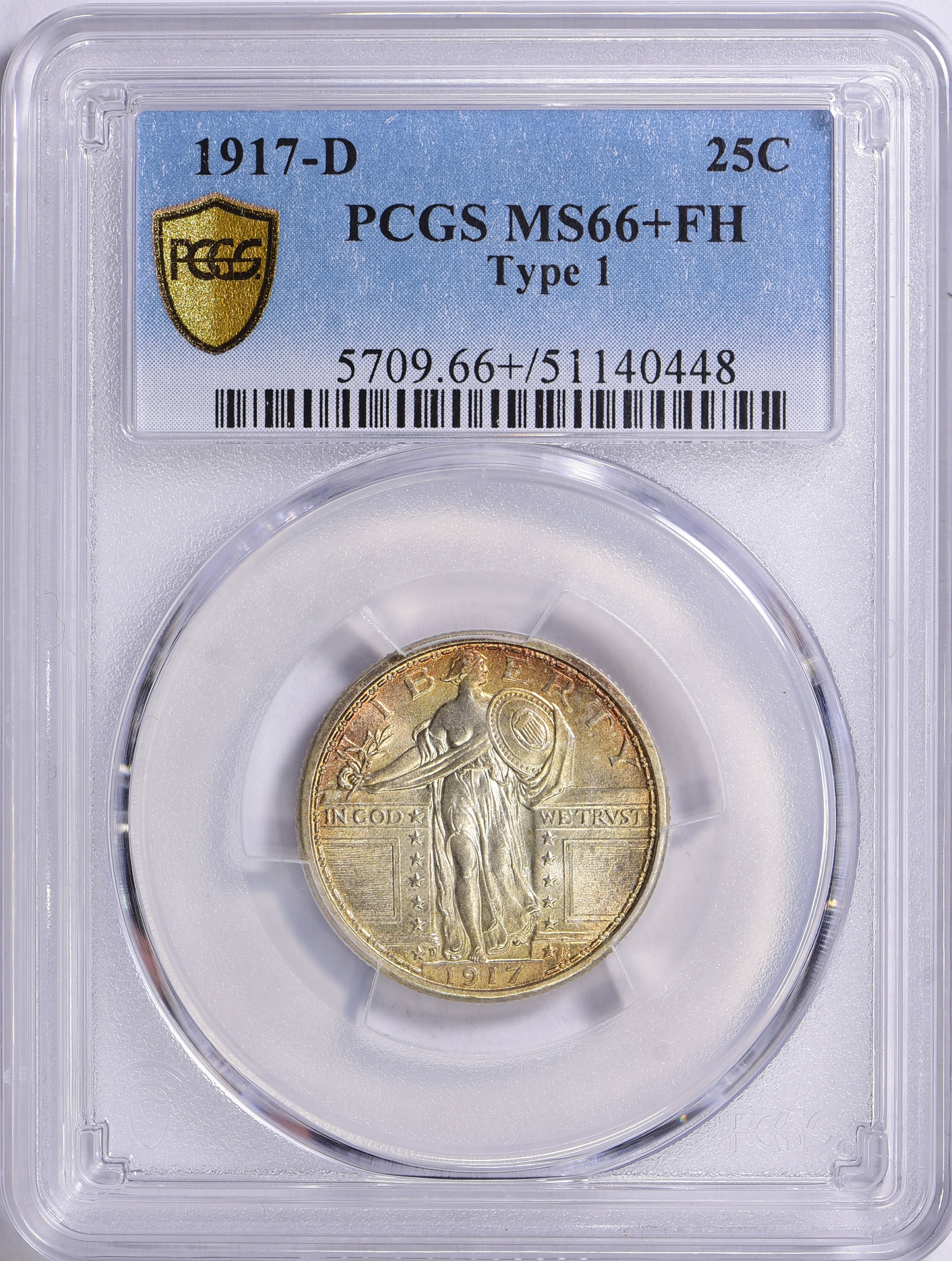 1917-D Standing Liberty Quarter Type 1 PCGS MS-66+ FH (Toned) (Item 1746139) | GreatCollections ...