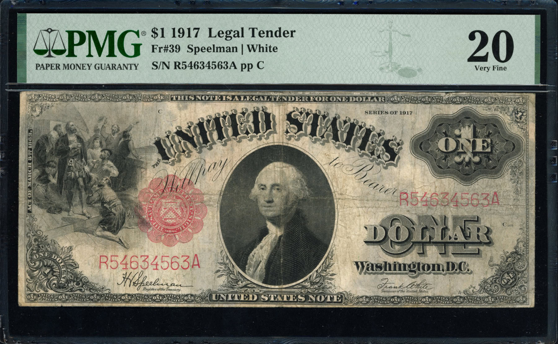 Fr. 39 1917 $1 Legal Tender Note Speelman / White PMG Very Fine 20 ...