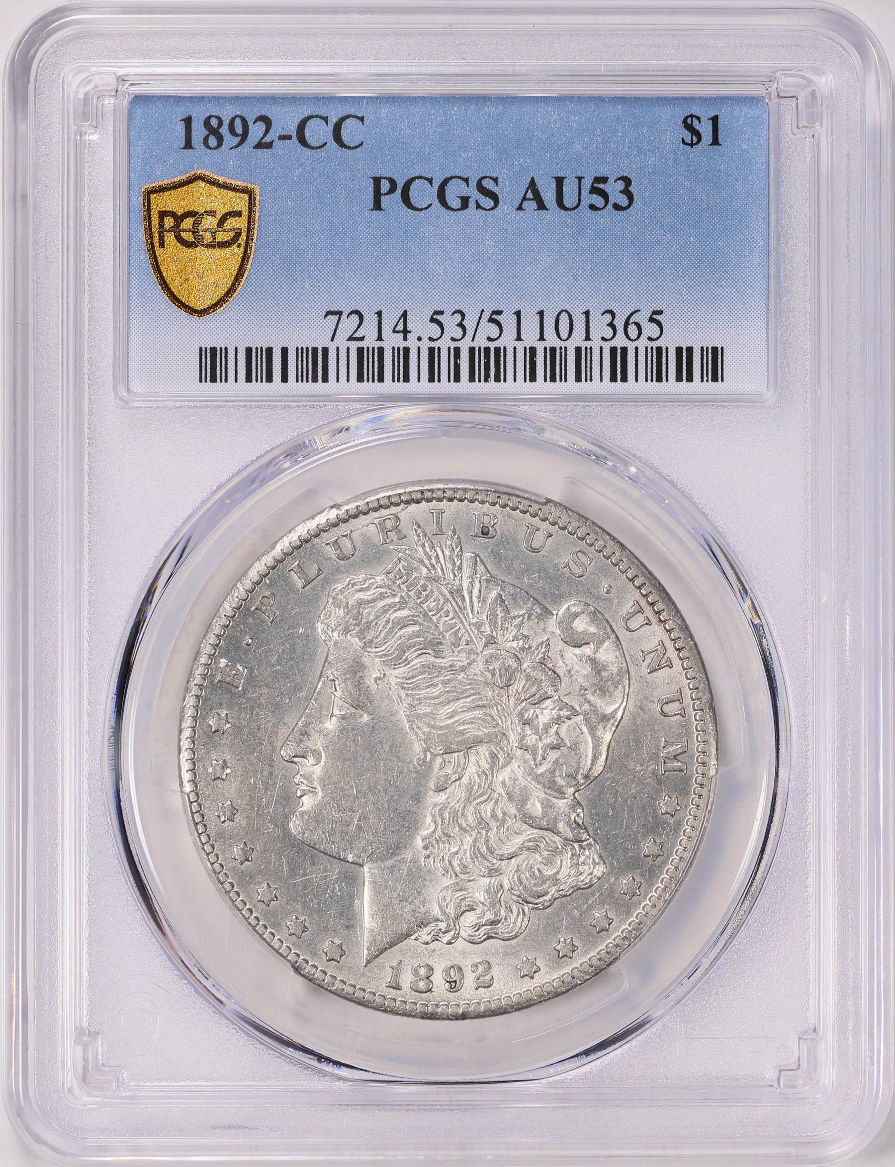 1892-CC Morgan Silver Dollar PCGS AU-53 (Item 1746955) | GreatCollections Coin Auctions