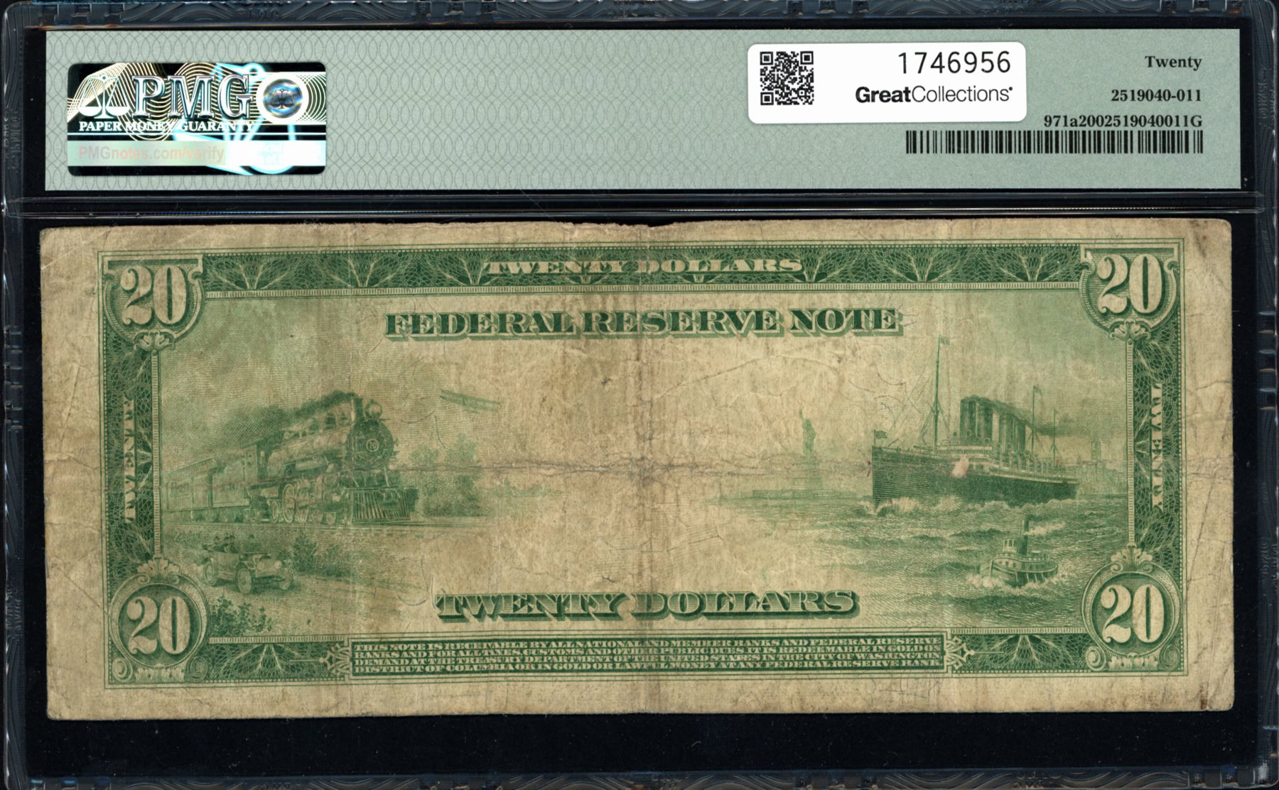 Fr. 971a 1914 $20 New York Federal Reserve Note White / Mellon PMG Very Fine 20 | PMG Cert ...