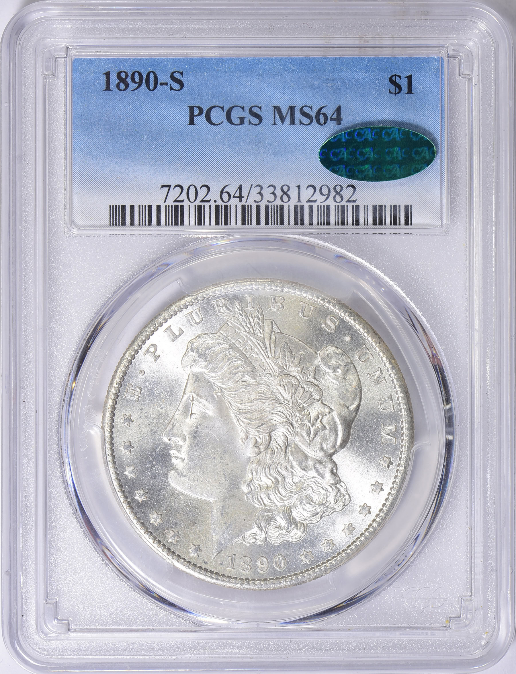 1890-S Morgan Silver Dollar PCGS MS-64 (CAC Green) (Item 1747073) | GreatCollections Coin Auctions