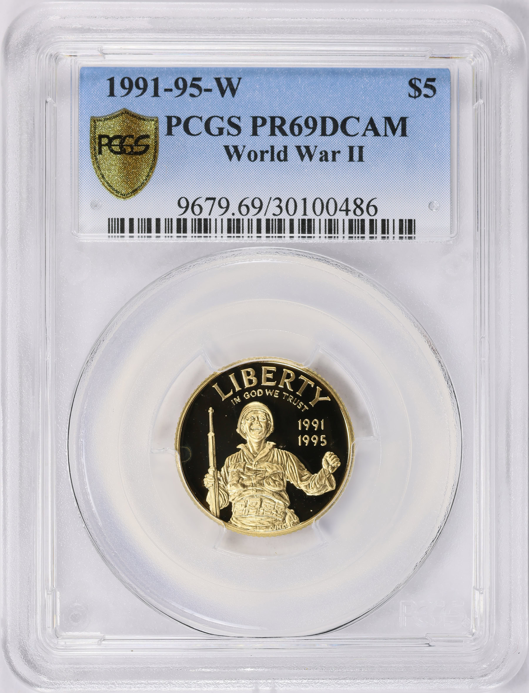 1991-95-W 50th Anniversary of World War II Gold $5 PCGS Proof-69 DCAM ...