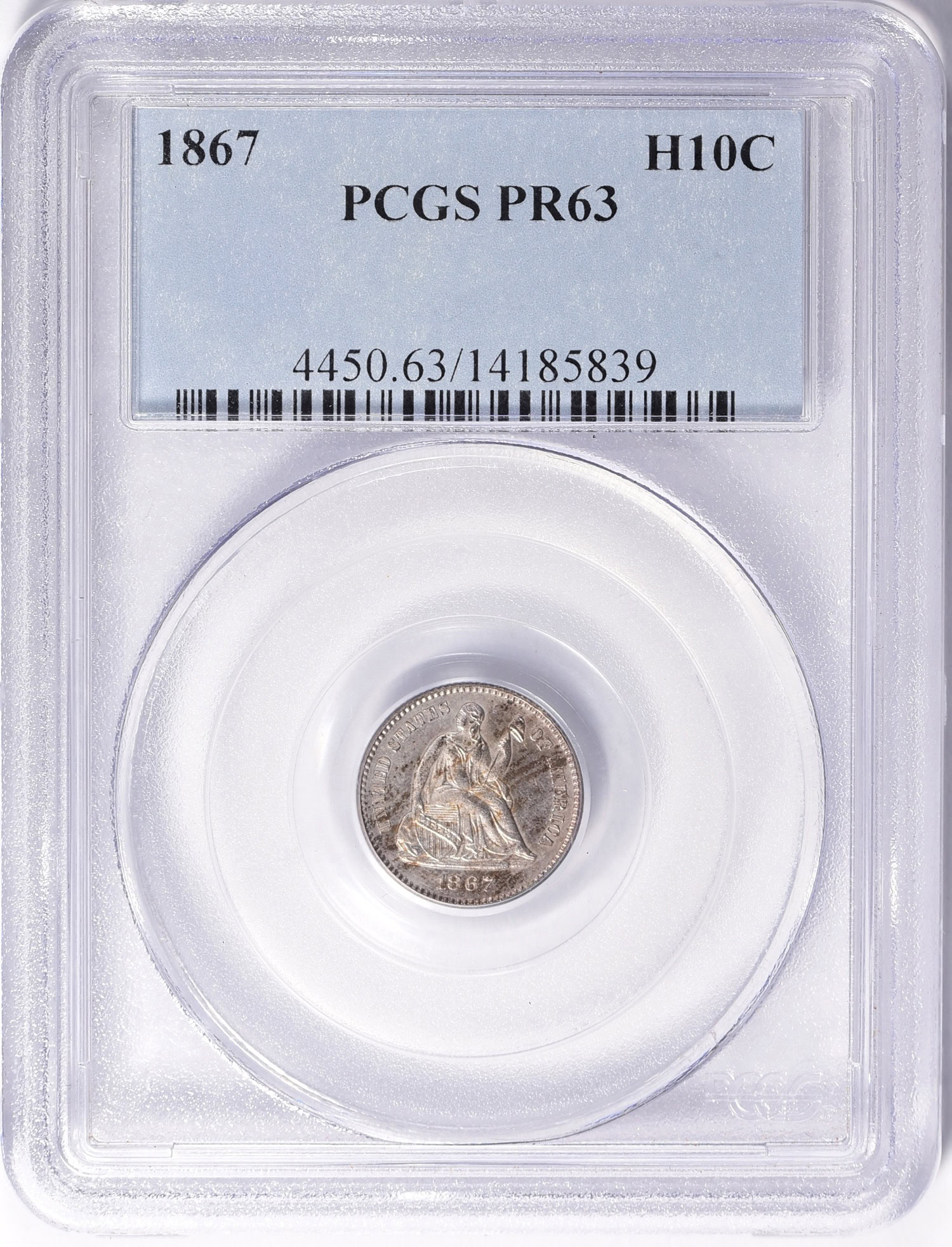 1867 Seated Liberty Half Dime PCGS Proof-63 (Toned) (Item 1747138) | GreatCollections Coin Auctions