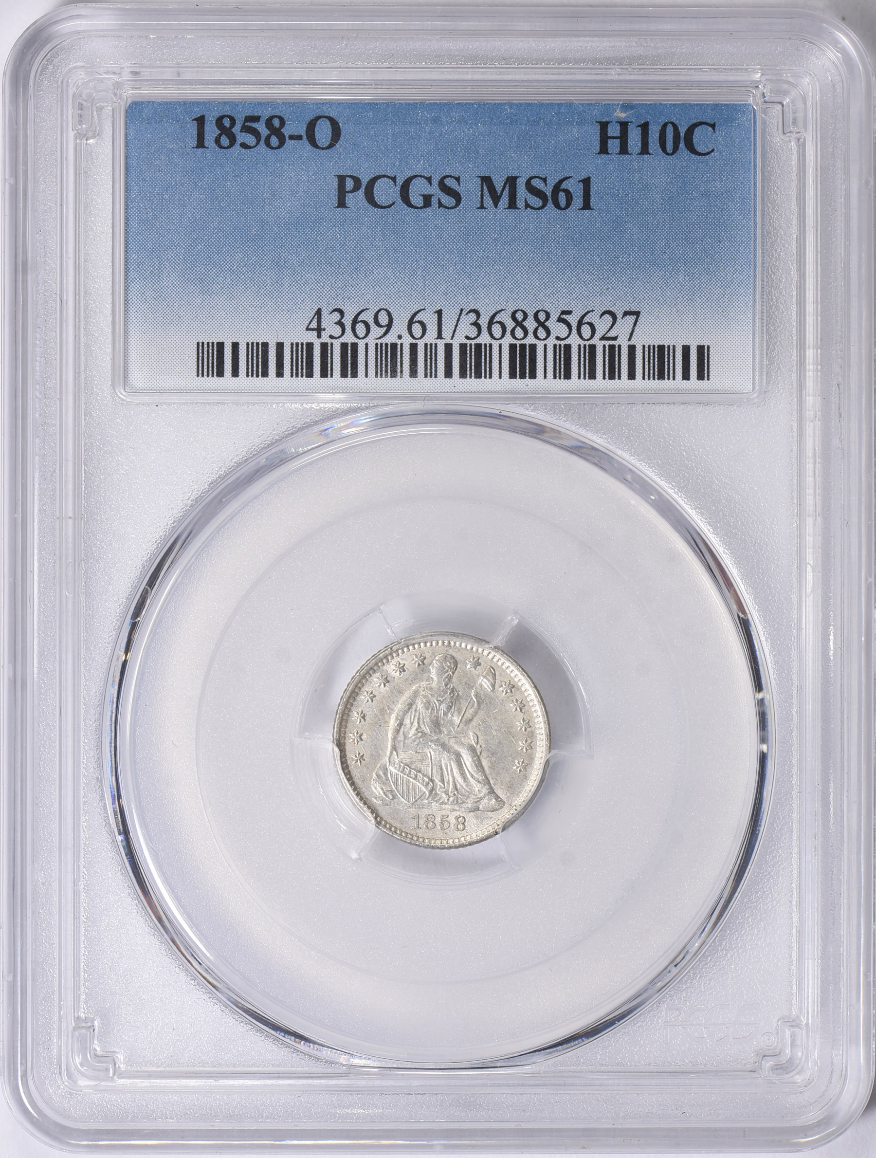 1858-O Seated Liberty Half Dime PCGS MS-61 (Item 1747143) | GreatCollections Coin Auctions