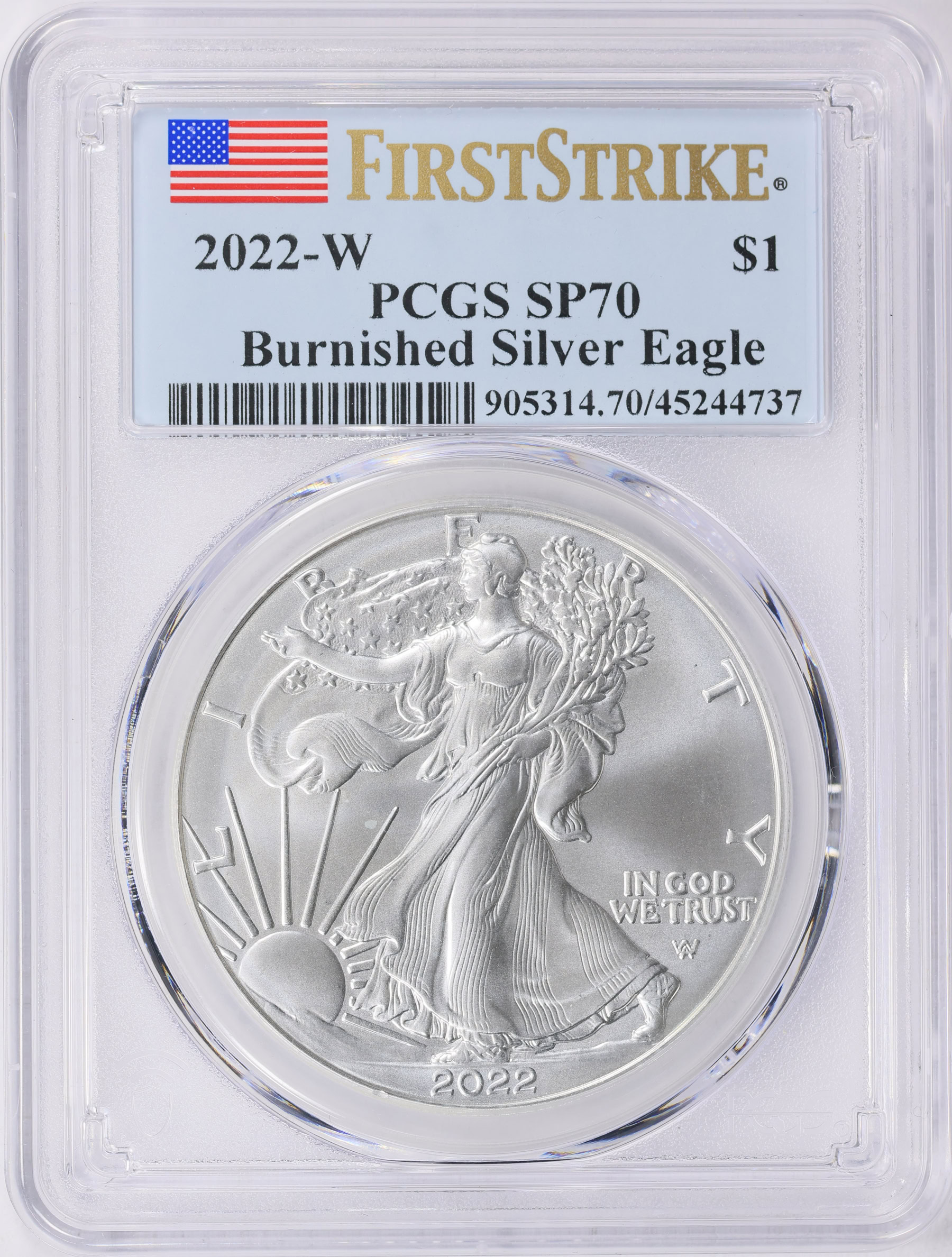 2022-W $1 Silver Eagle Burnished First Strike PCGS SP-70 (Item 1747298) | GreatCollections Coin ...
