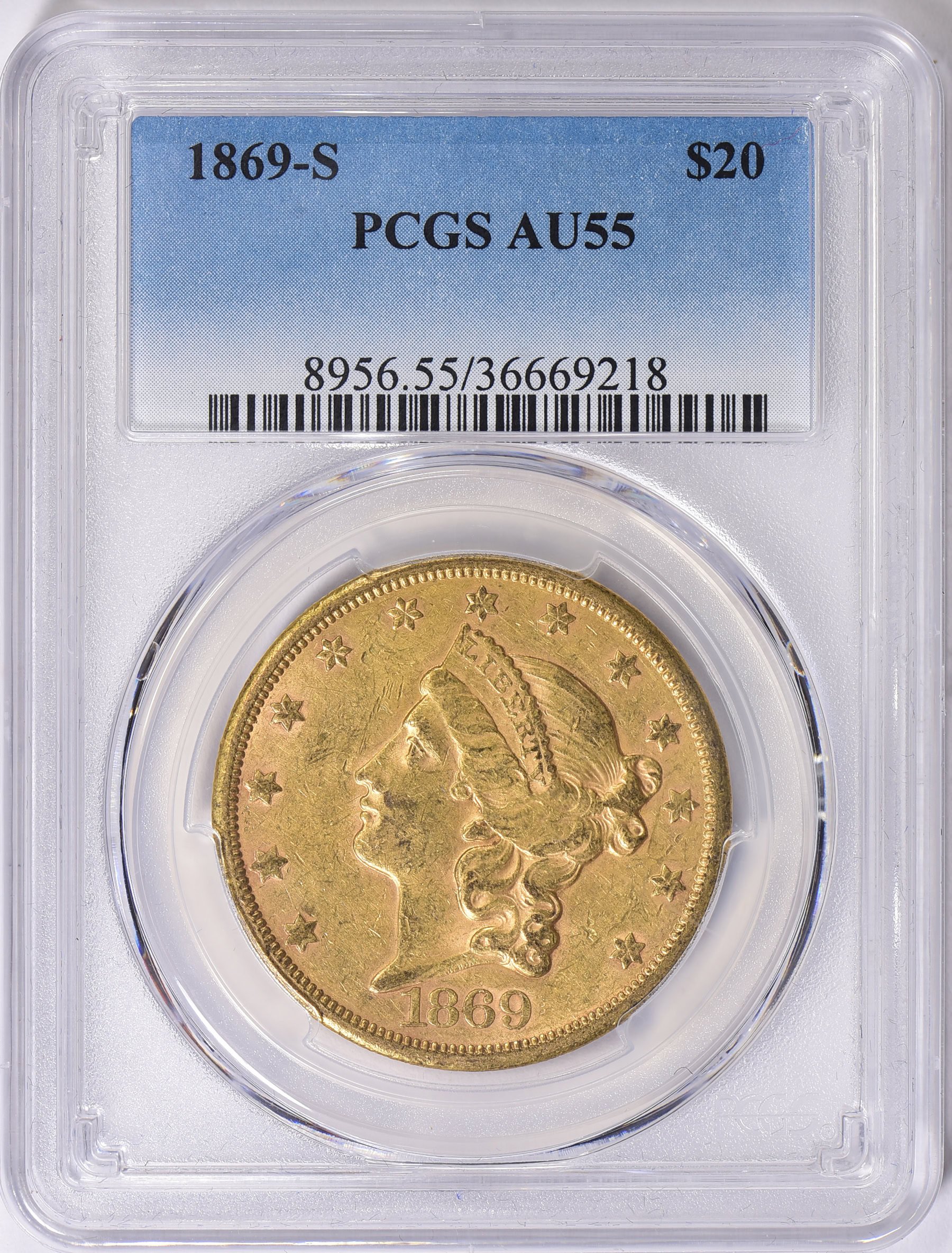 1869-S Liberty Gold Double Eagle PCGS AU-55 (Item 1747301) | GreatCollections Coin Auctions