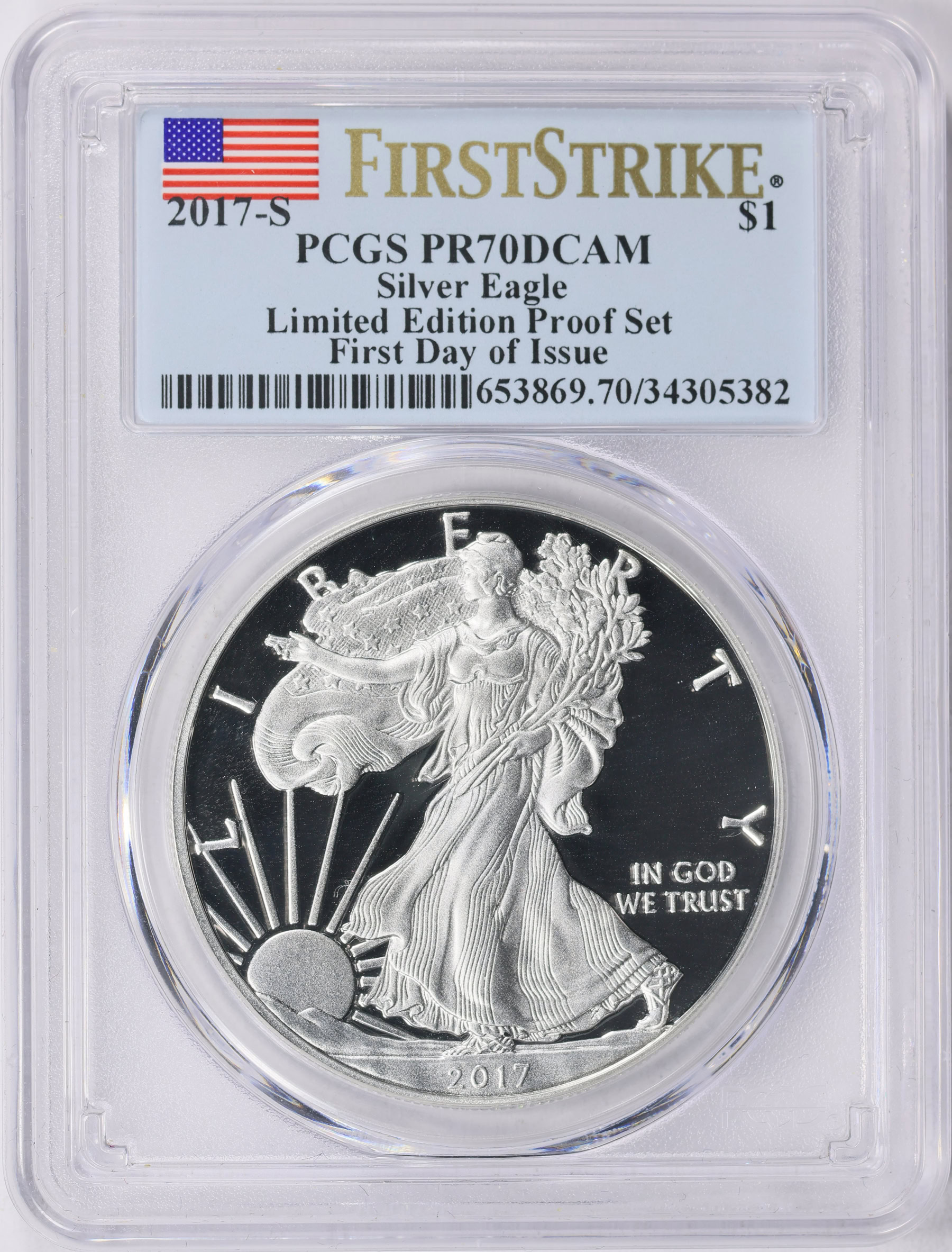 2017-S $1 Silver Eagle (From the Limited Edition Proof Set) First Strike First Day of Issue PCGS ...