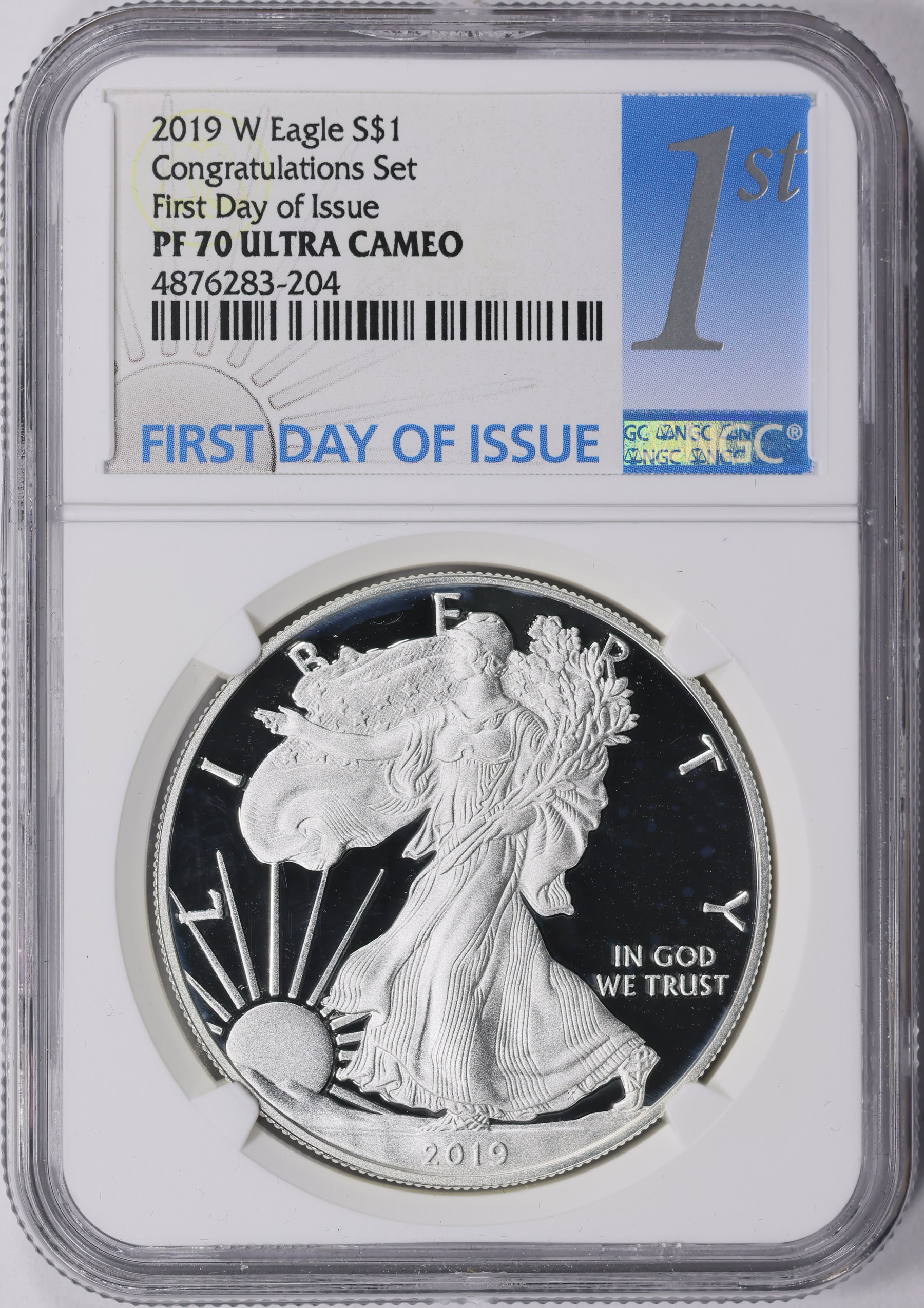 2019-W $1 Silver Eagle First Day of Issue (From the Congratulations Set) NGC Proof-70 UC (Item ...