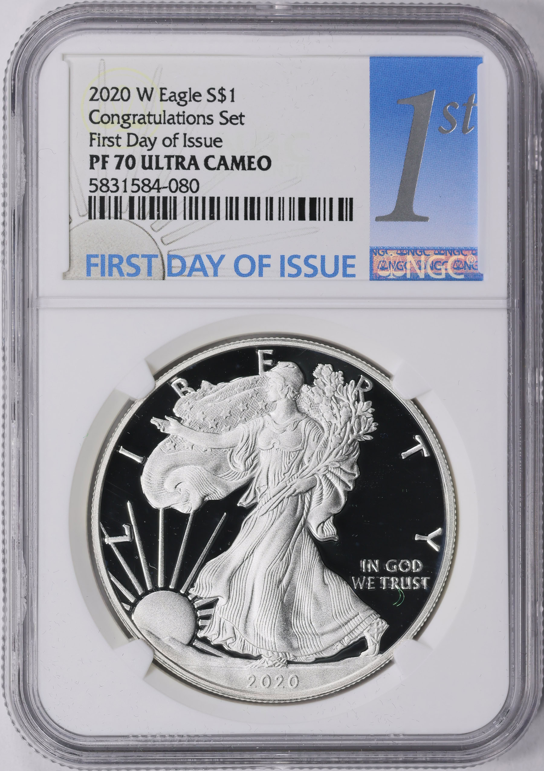2020-W $1 Silver Eagle First Day of Issue NGC Proof-70 UC (Item 1747348) | GreatCollections Coin ...