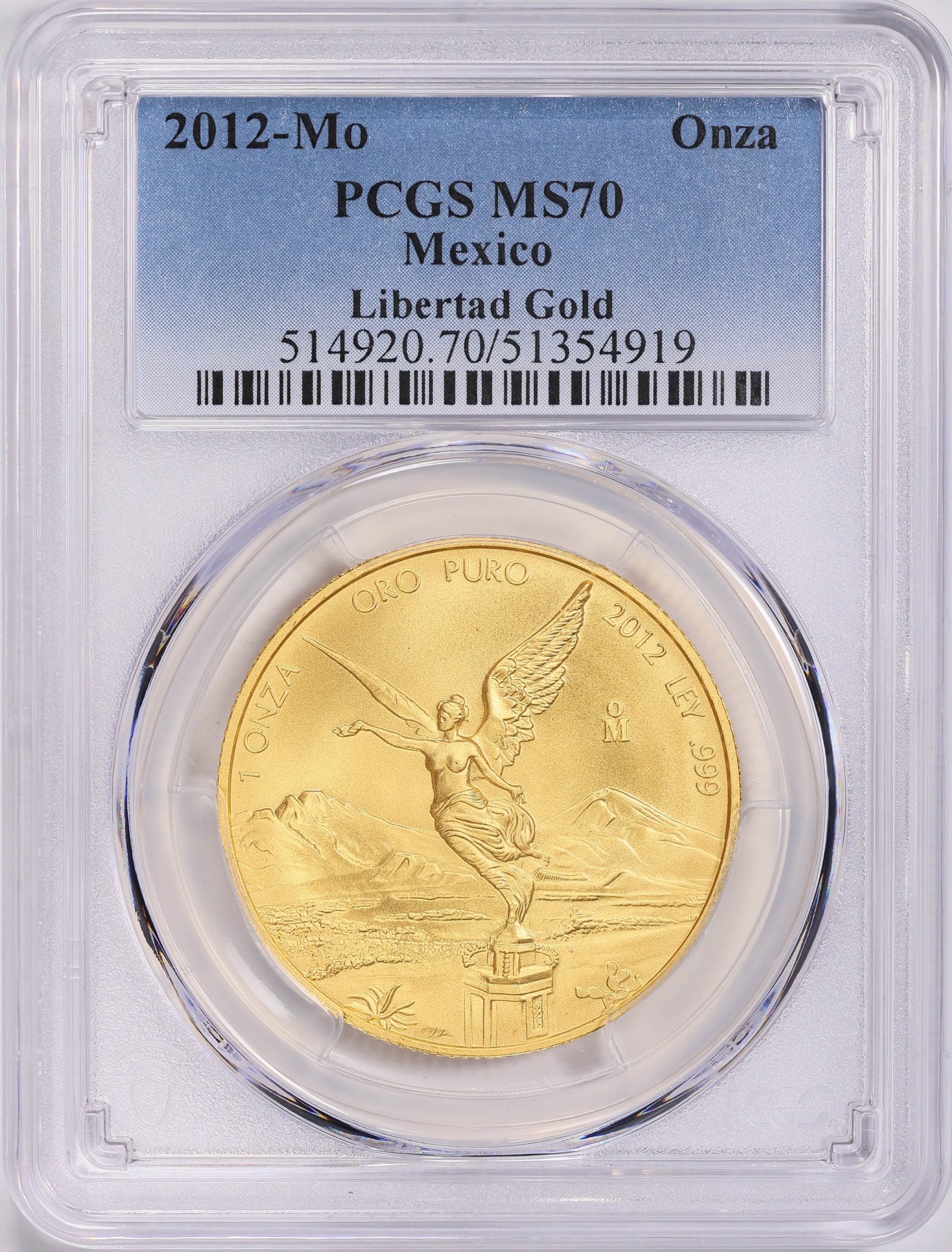 Mexico 2012-Mo Gold Onza Libertad KM-675 PCGS MS-70 (AGW = 0.999 oz.) (Item 1747400 ...