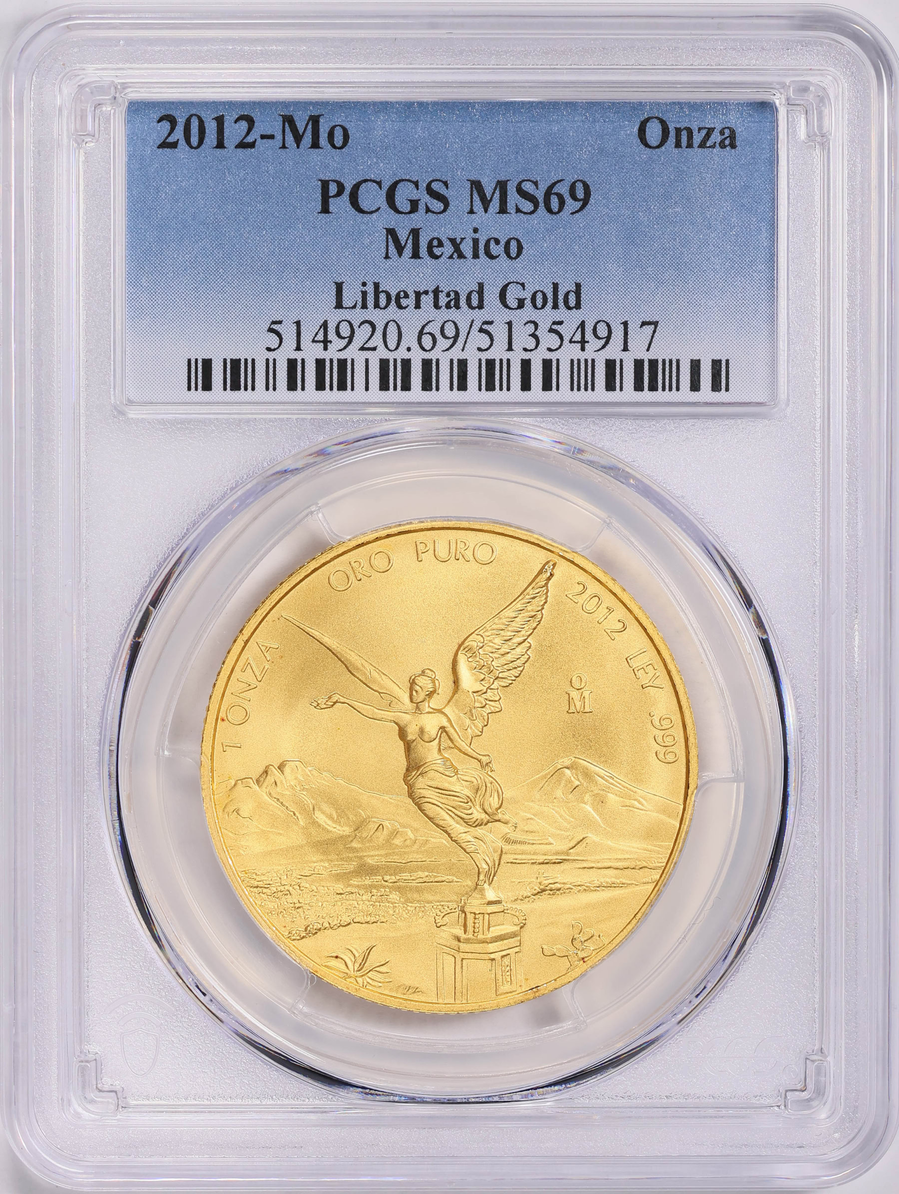 Mexico 2012-Mo Gold Onza Libertad KM-675 PCGS MS-69 (AGW = 0.999 oz.) (Item 1747401 ...