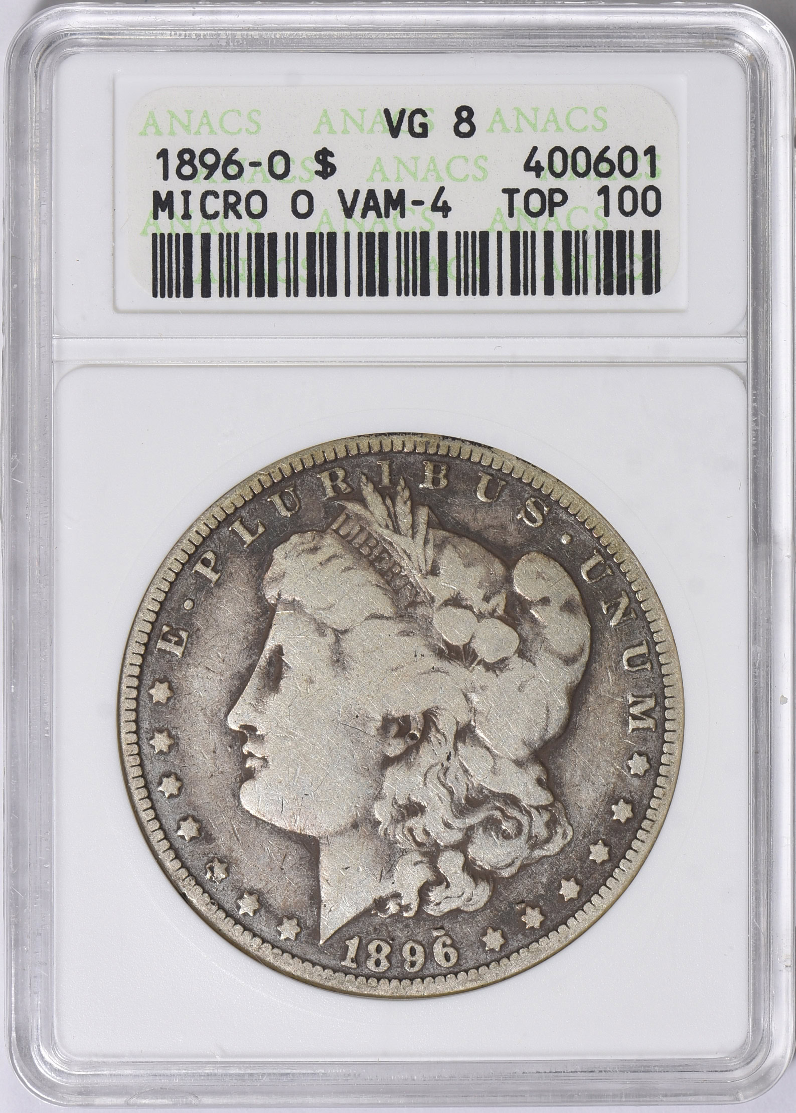1896-O Morgan Silver Dollar VAM-4 Micro O Top 100 ANACS VG-08 OH (Toned) (Item 1747424 ...