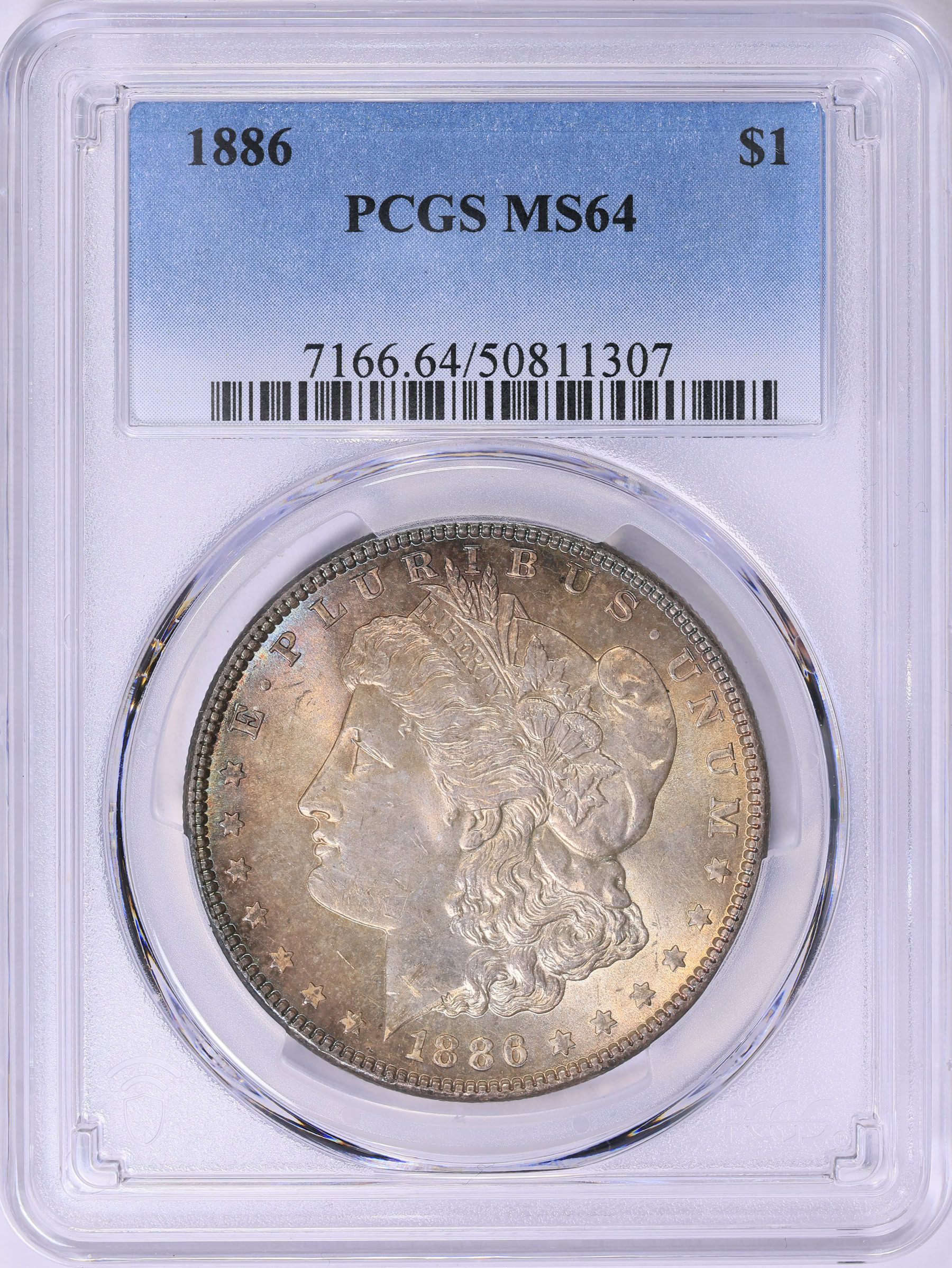 1886 Morgan Silver Dollar PCGS MS-64 (Toned) (Item 1747544) | GreatCollections Coin Auctions