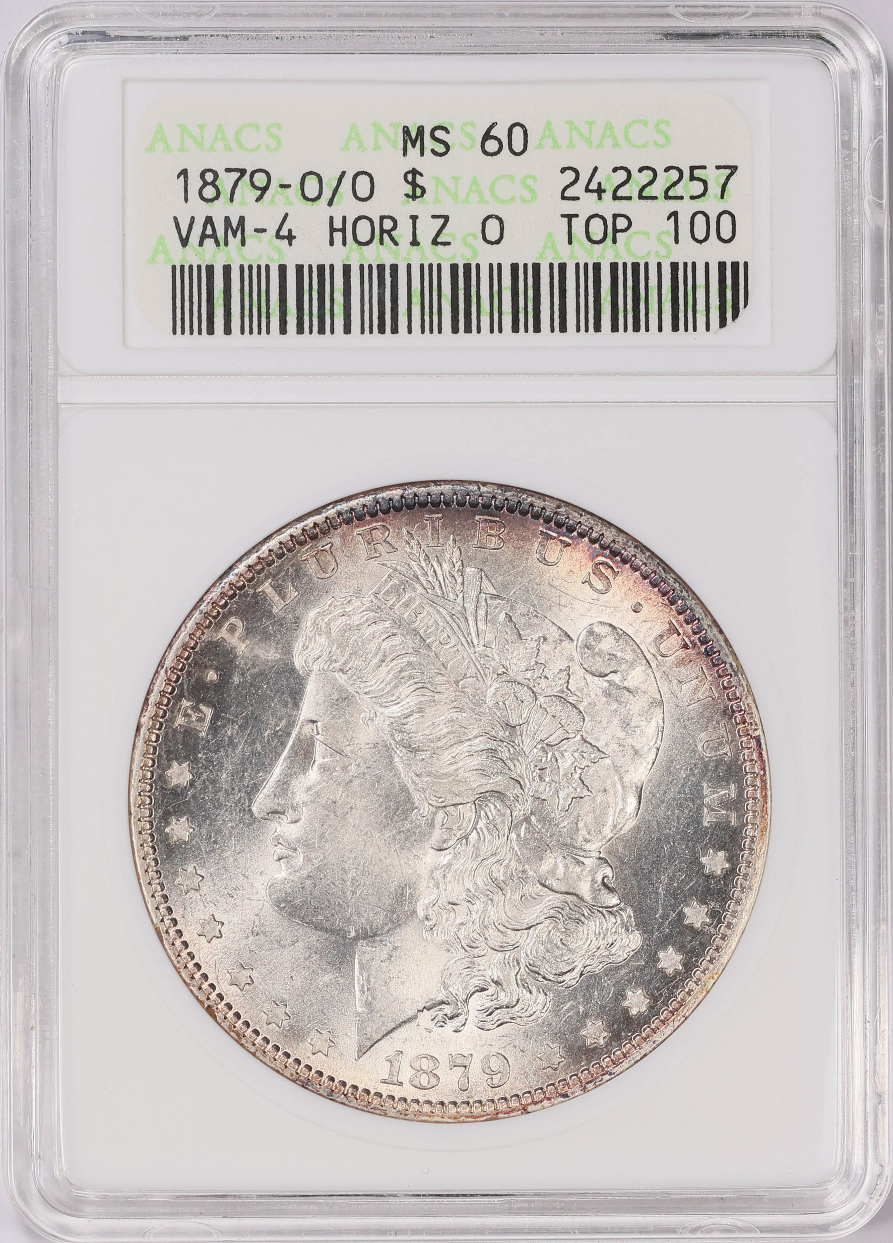 1879-O/O Morgan Silver Dollar O/Horizontal O VAM-4 Top 100 ANACS MS-60 OH (Toned) (Item 1747609 ...