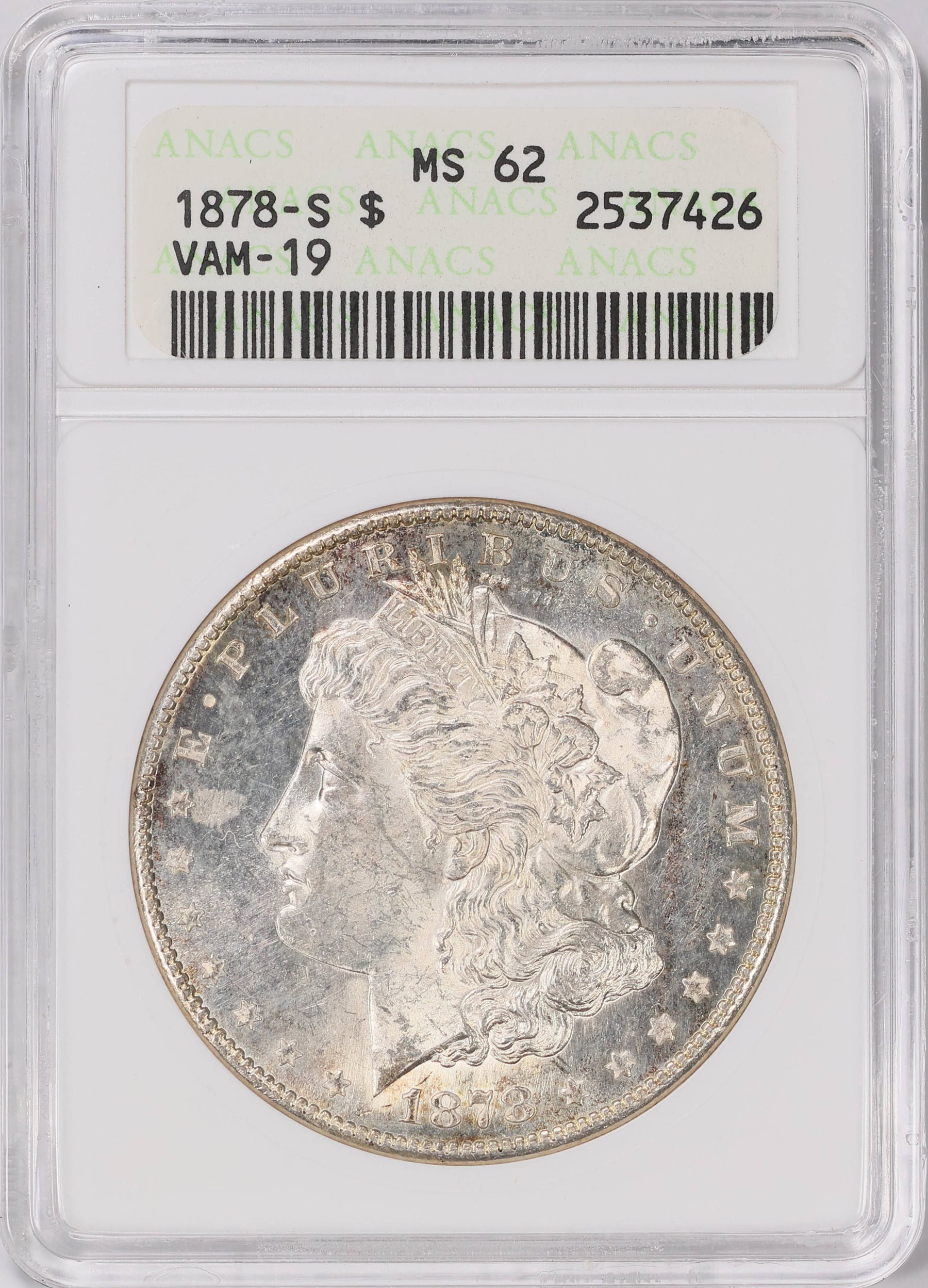 1878-S Morgan Silver Dollar VAM-19 ANACS MS-62 OH (Item 1747617) | GreatCollections Coin Auctions