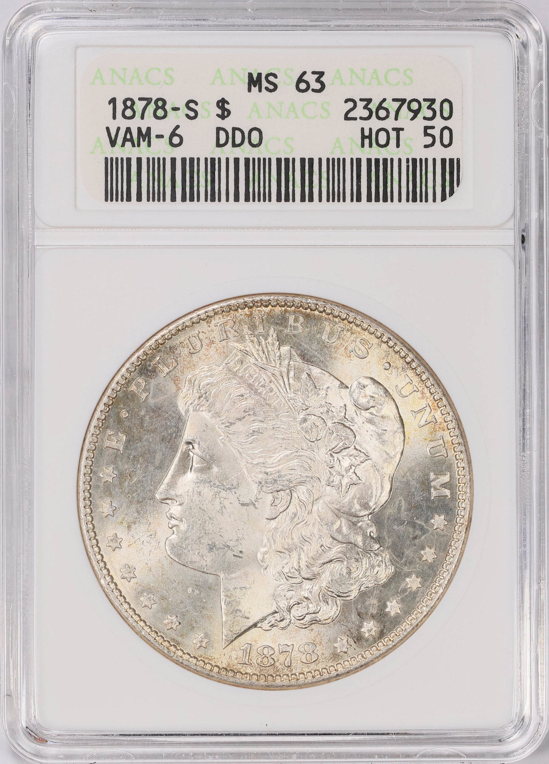 1878-S Morgan Silver Dollar VAM-6 DDO Hot 50 ANACS MS-63 OH (Item 1747619) | GreatCollections ...
