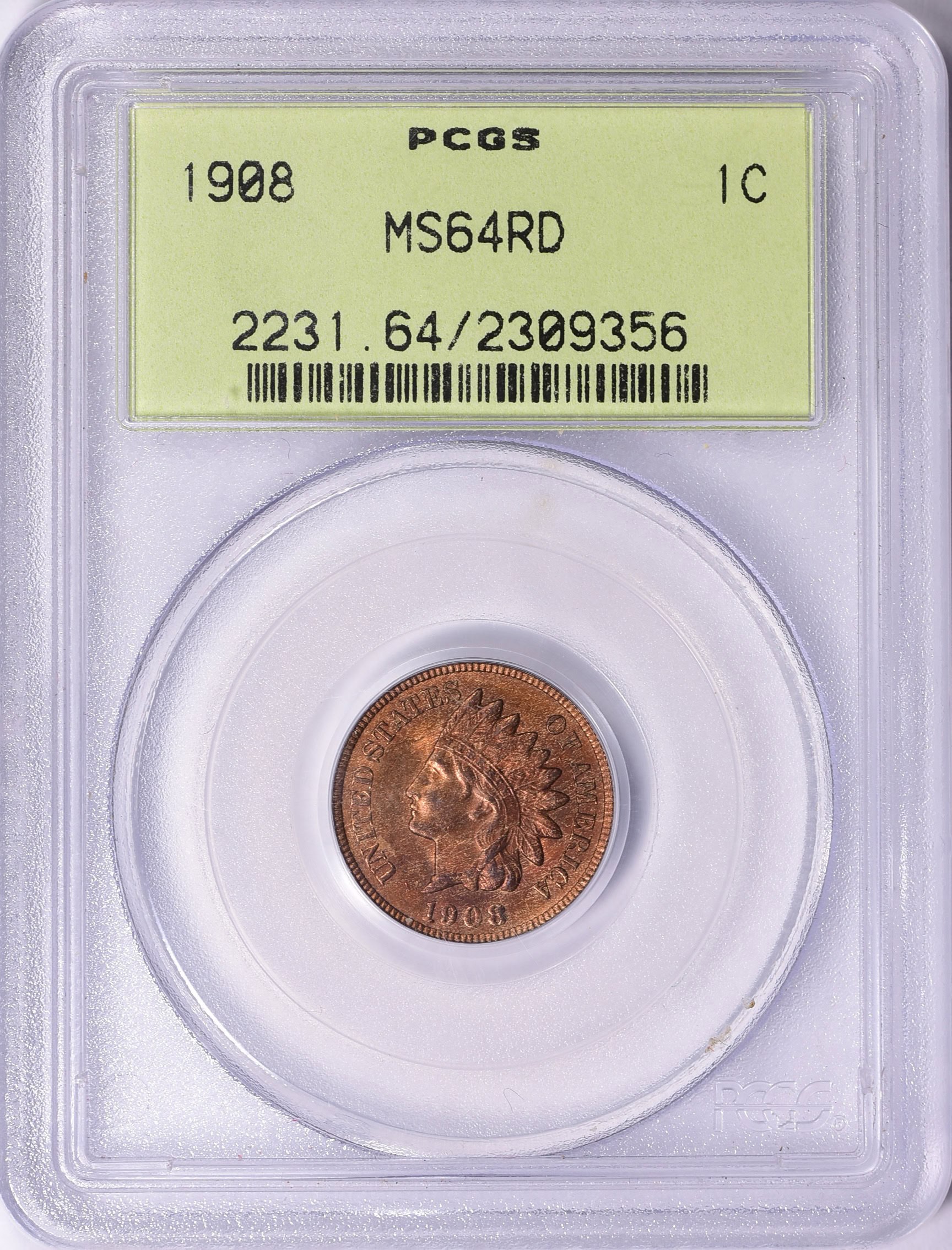 1908 Indian Cent PCGS MS-64 RD OGH (Item 1747637) | GreatCollections ...