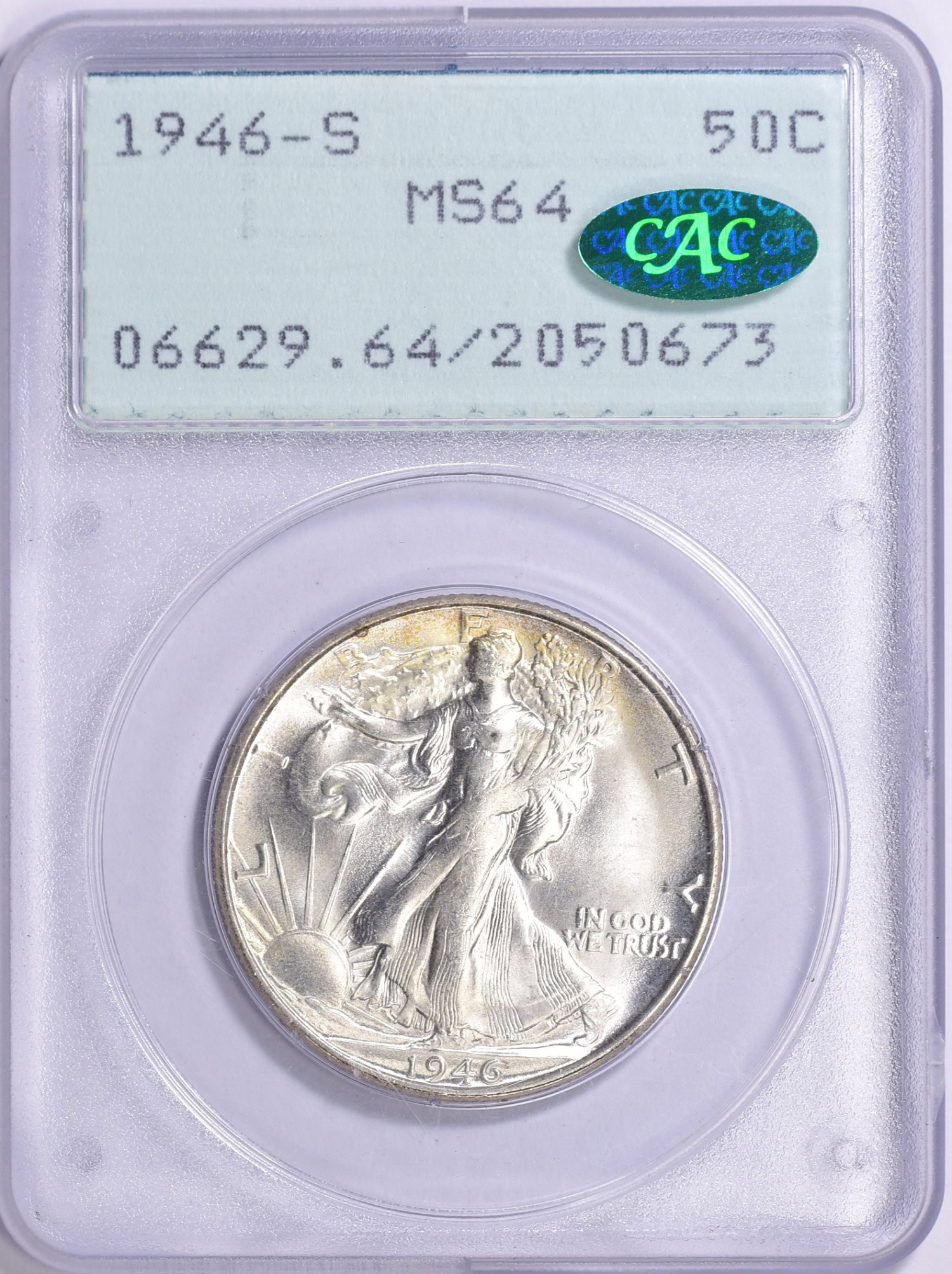1946-S Walking Liberty Half Dollar PCGS MS-64 (CAC Green) OGH (1st Gen) (Item 1747655 ...