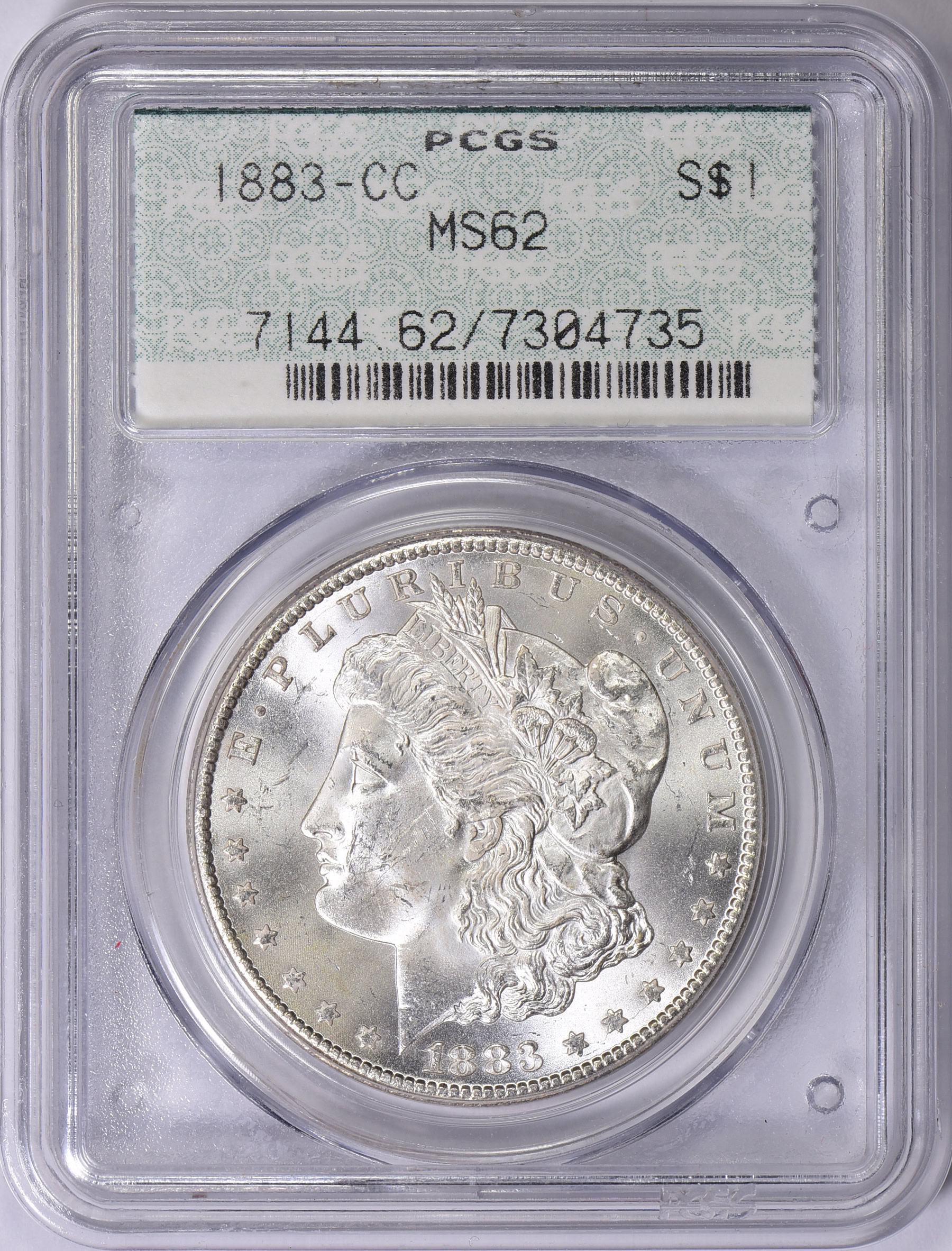1883-CC Morgan Silver Dollar PCGS MS-62 OGH (Doily) (Item 1747660) | GreatCollections Coin Auctions