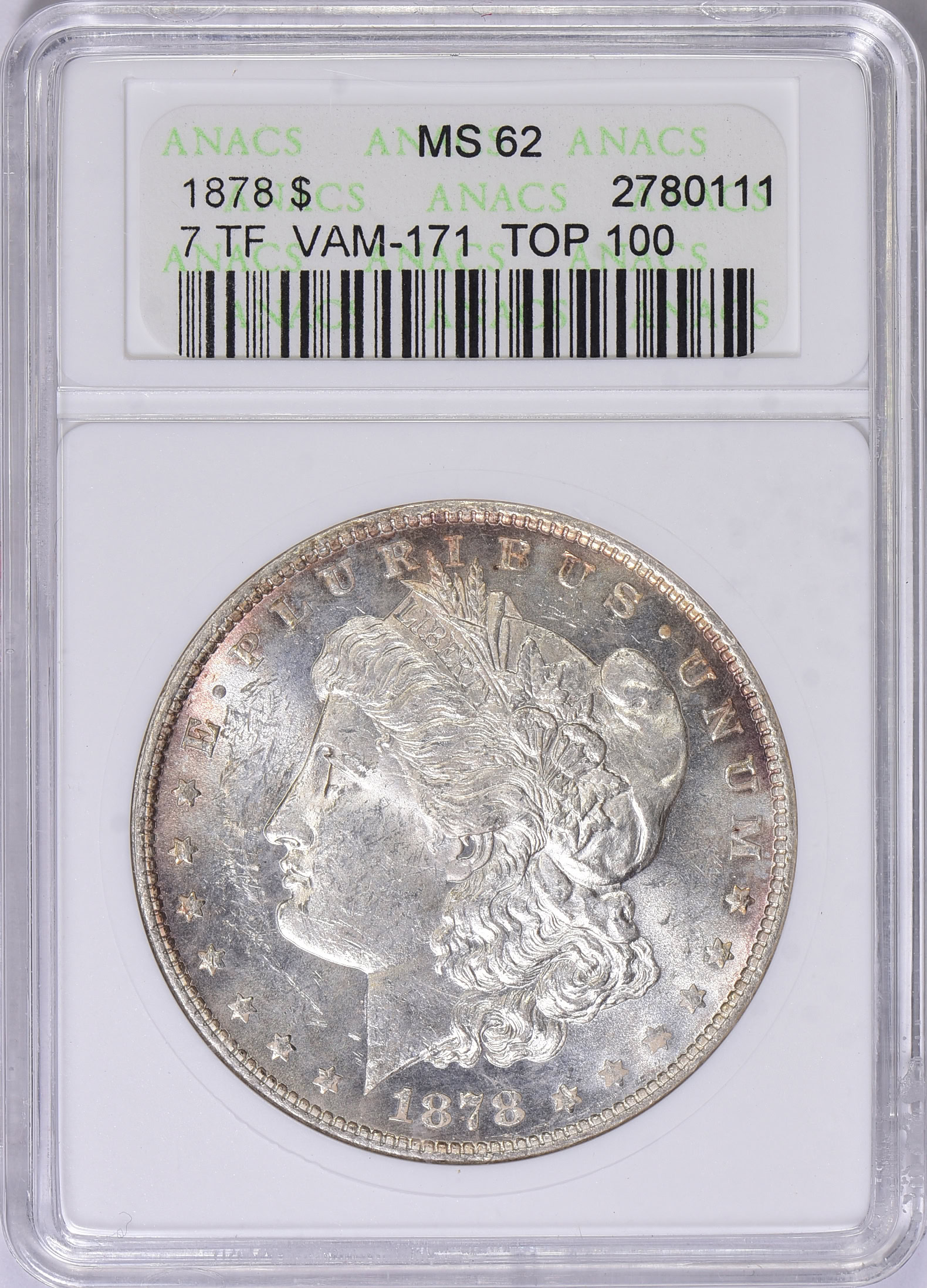 1878 7TF Morgan Silver Dollar VAM-171 Top 100 ANACS MS-62 OH (Item 1747666) | GreatCollections ...