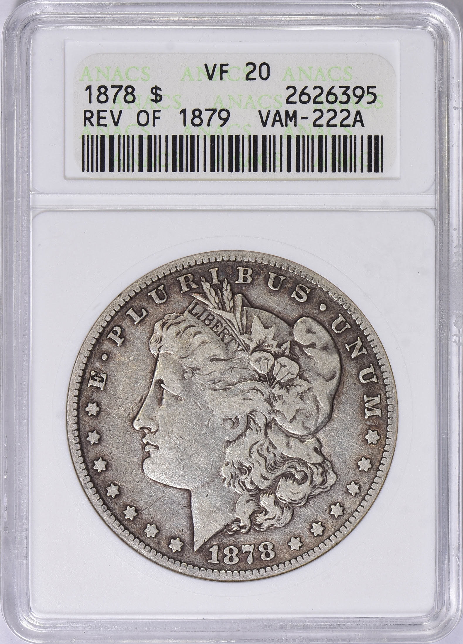 1878 Morgan Silver Dollar Reverse of 1879 VAM-222A ANACS VF-20 OH (Toned) (Item 1747678 ...