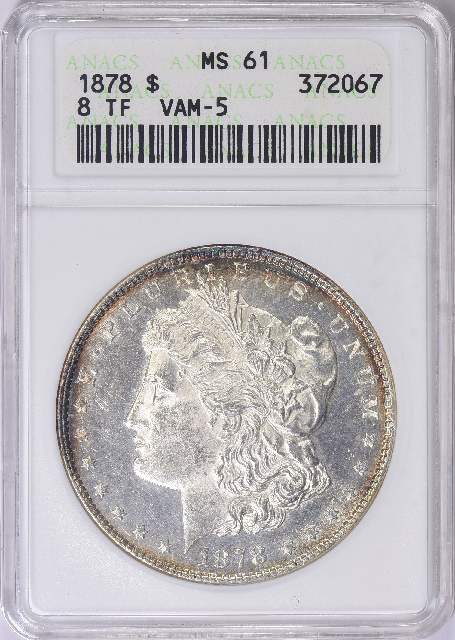 1878 8TF Morgan Silver Dollar VAM-5 ANACS MS-61 OH (Toned) (Item 1747679) | GreatCollections ...