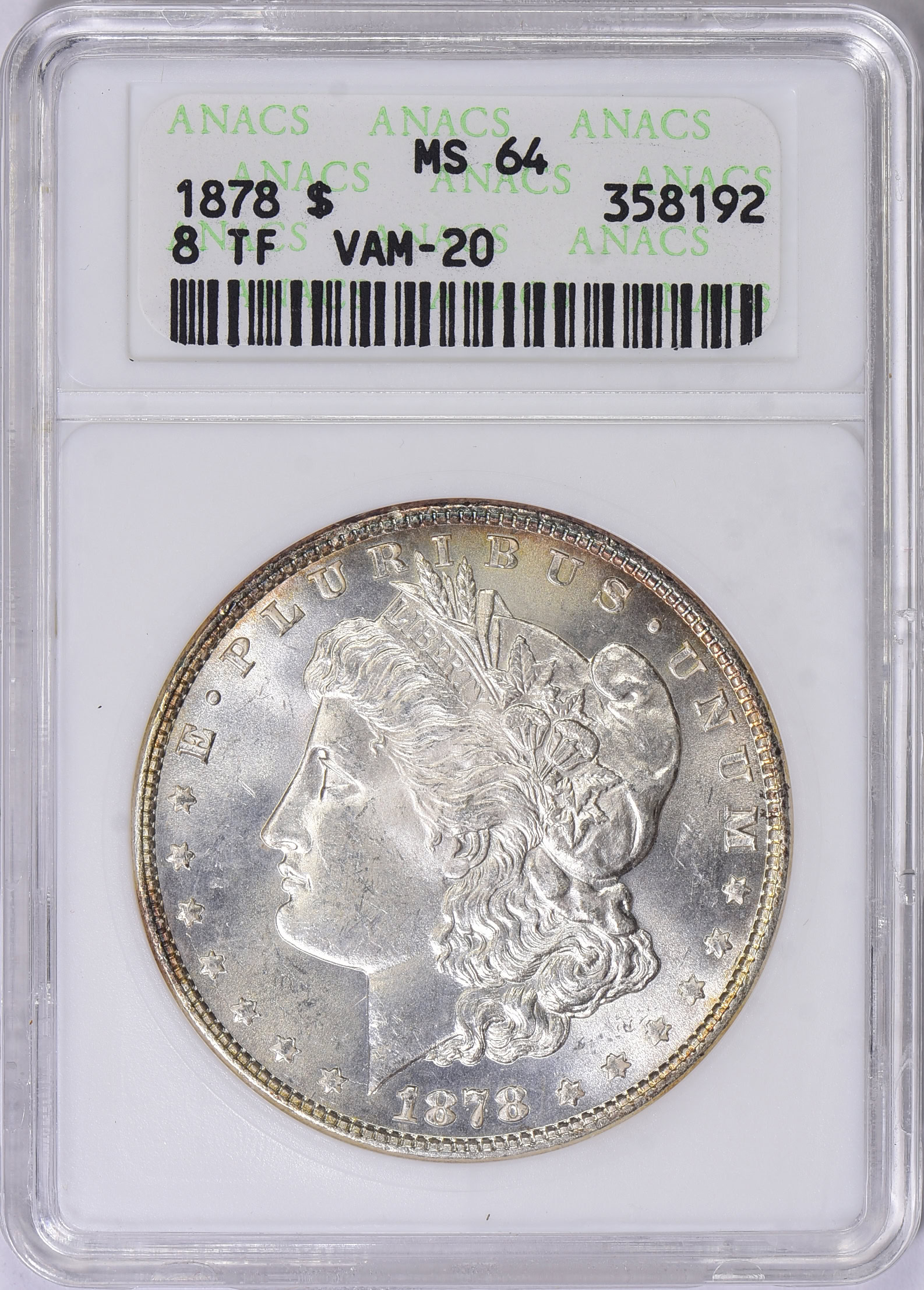 1878 8TF Morgan Silver Dollar VAM-20 ANACS MS-64 OH (Item 1747687) | GreatCollections Coin Auctions