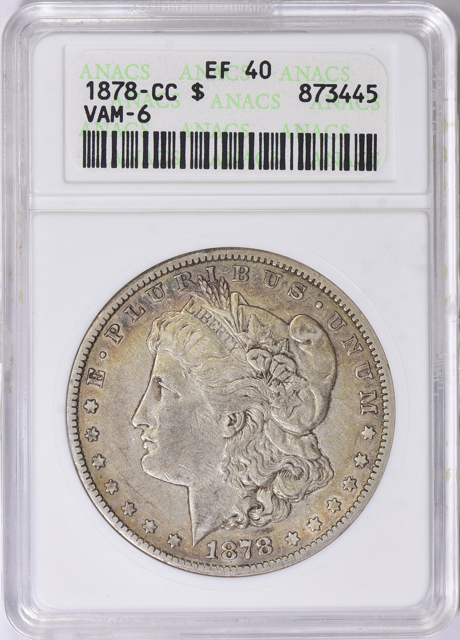 1878-CC Morgan Silver Dollar VAM-6 ANACS XF-40 OH (Toned) (Item 1747691) | GreatCollections Coin ...