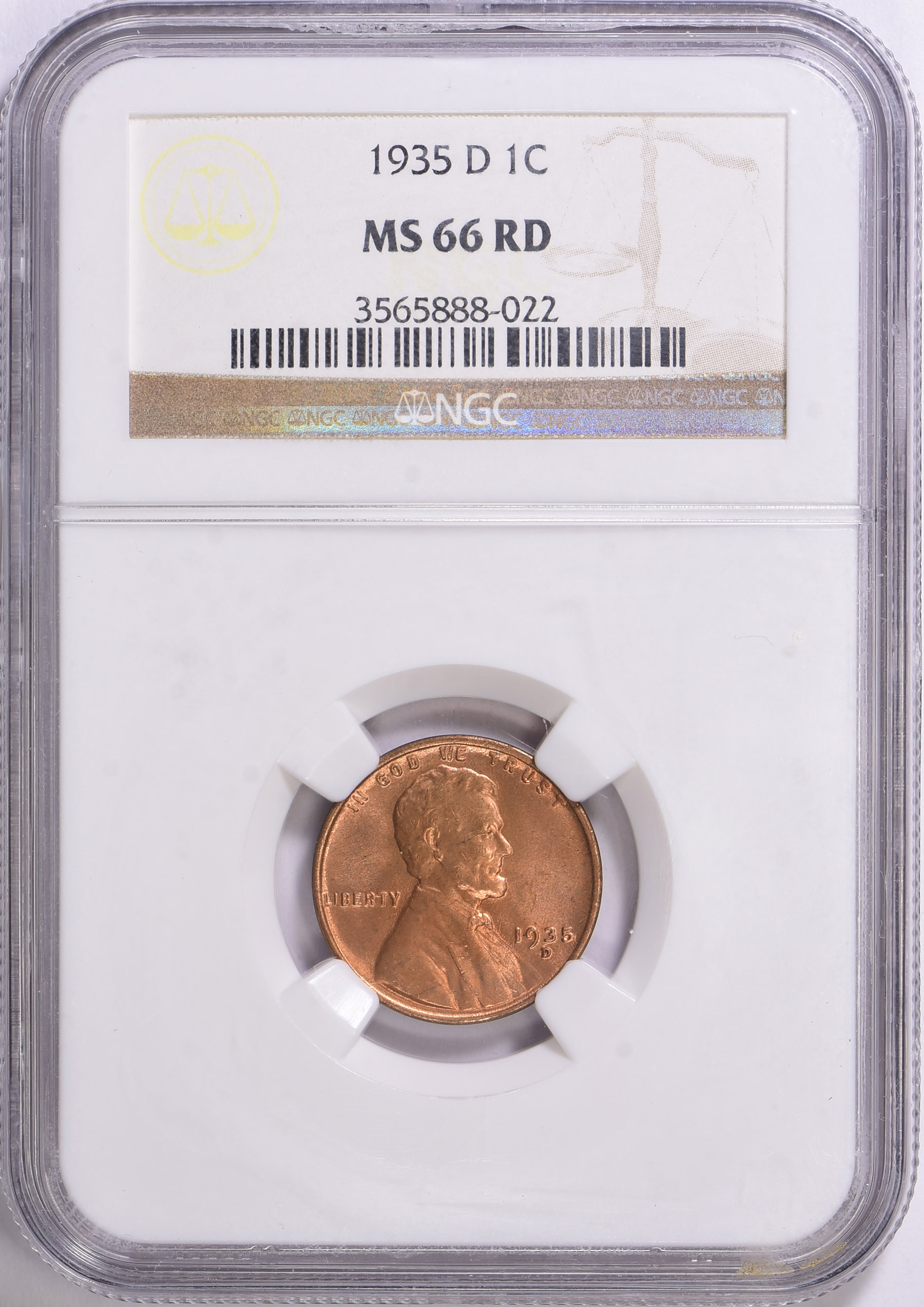 1935-D Lincoln Cent NGC MS-66 RD (Item 1747761) | GreatCollections Coin Auctions