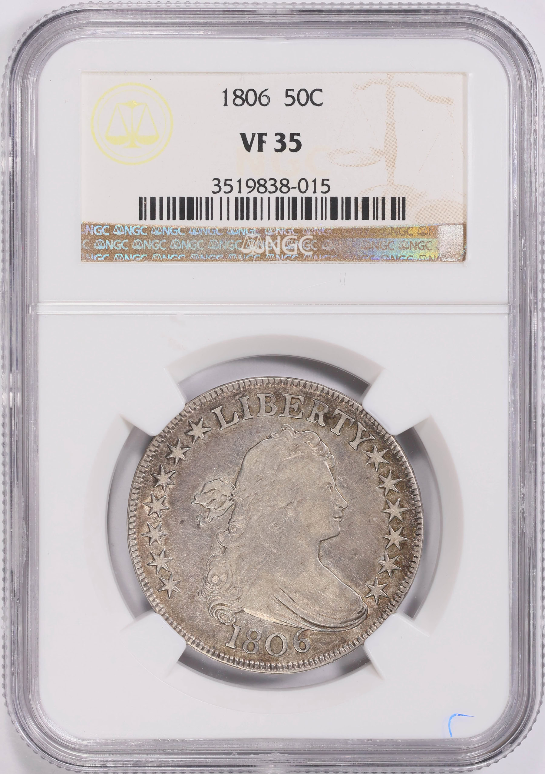 1806 Draped Bust Half Dollar NGC VF-35 (Item 1747810) | GreatCollections Coin Auctions