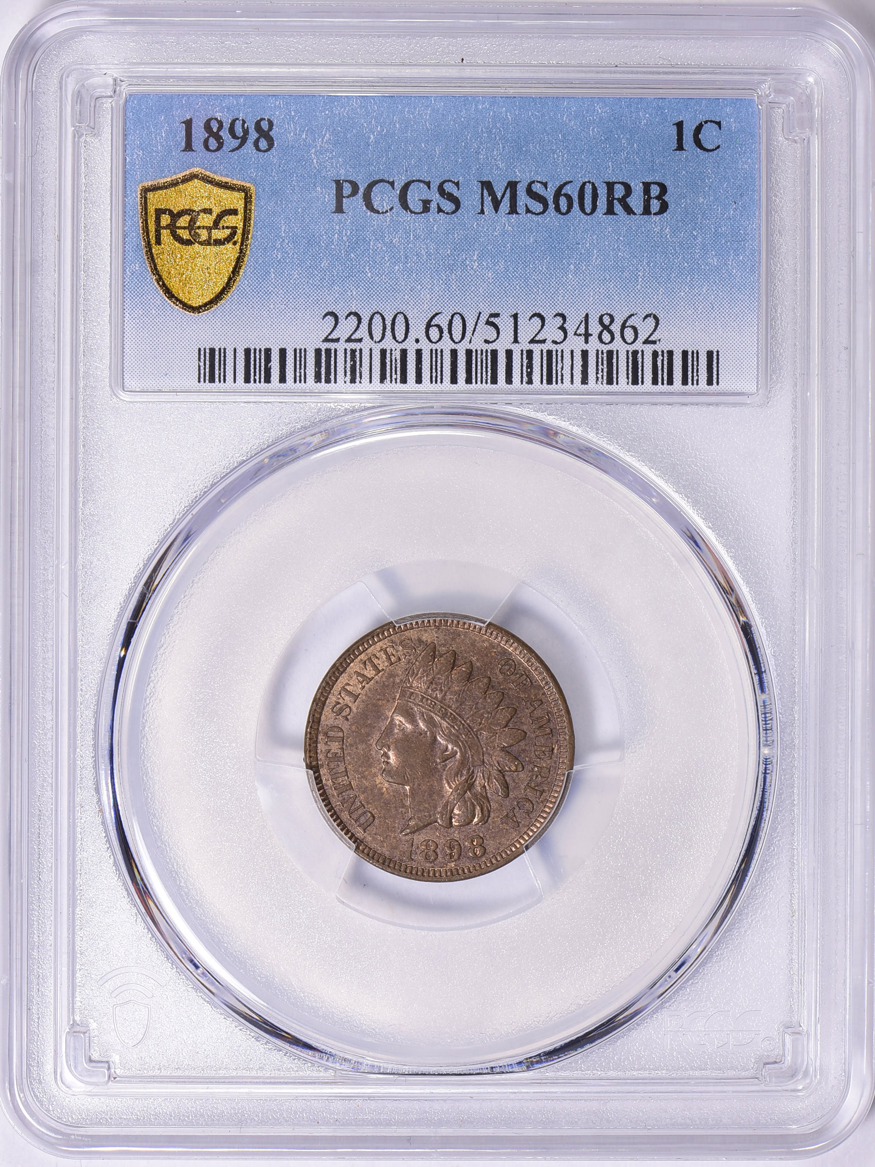 1898 Indian Cent PCGS MS-60 RB (Item 1747877) | GreatCollections Coin Auctions