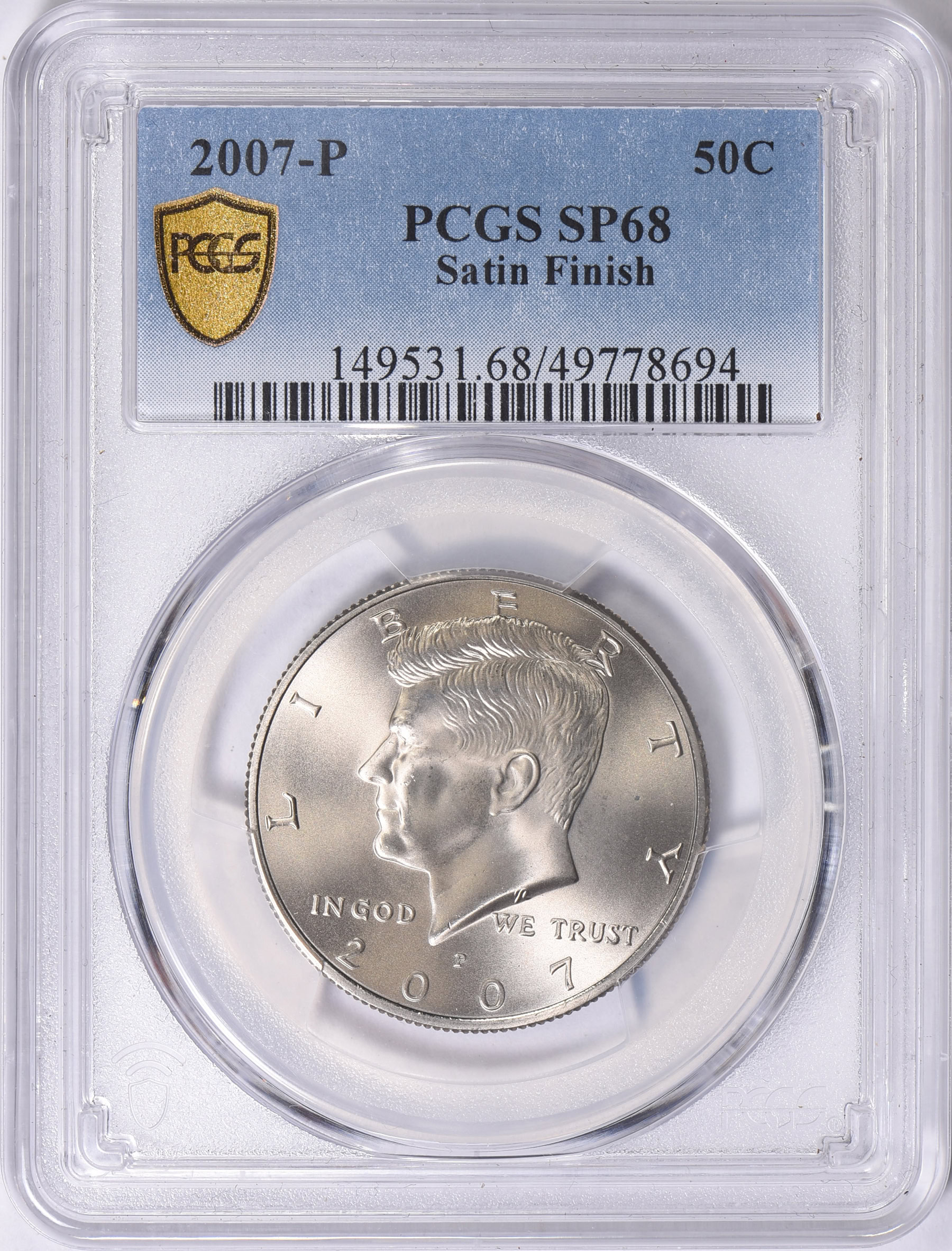 2007-P Kennedy Half Dollar Satin Finish PCGS SP-68 (Item 1747886 ...