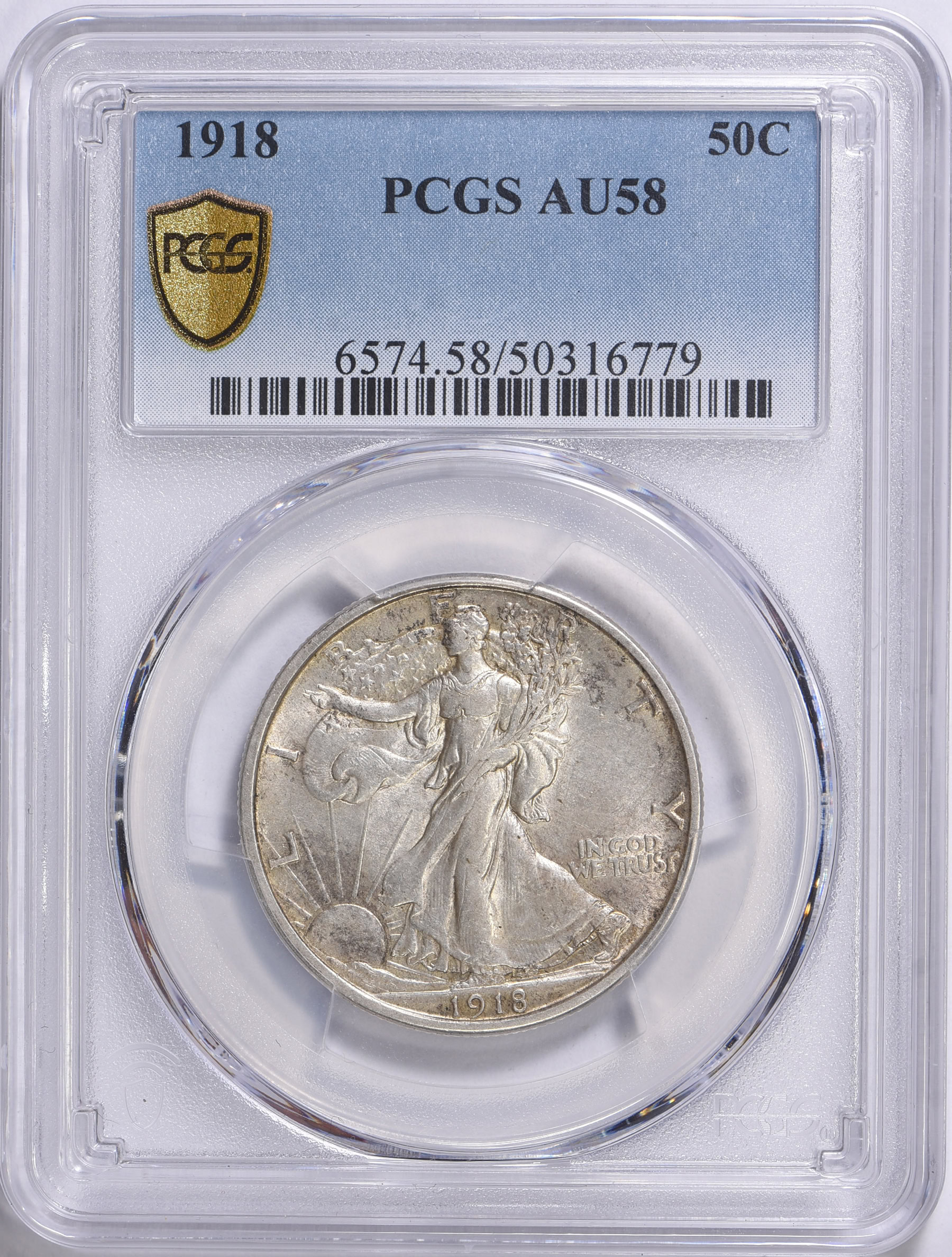 1918 Walking Liberty Half Dollar PCGS AU-58 (Item 1747901 ...
