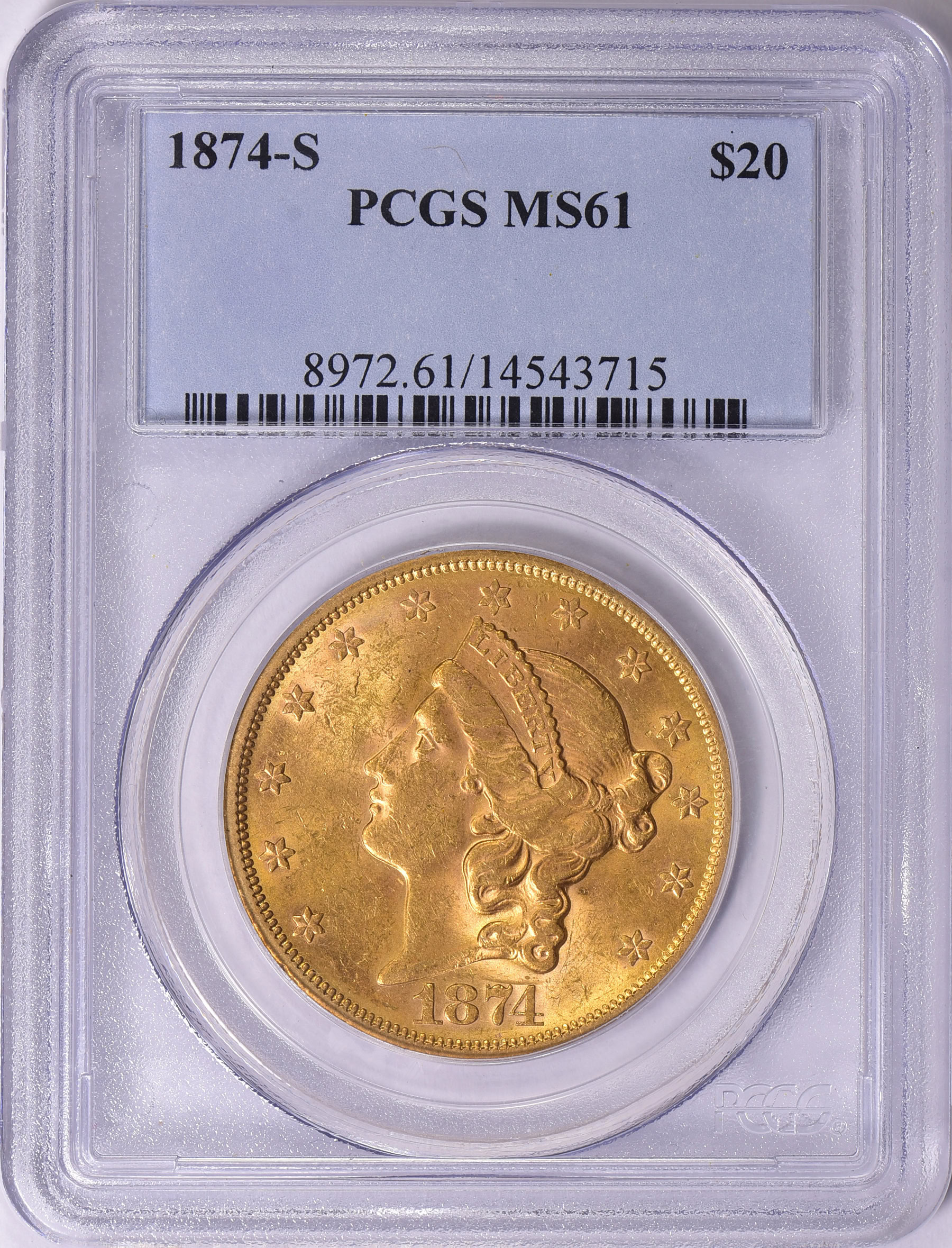 1874-S Liberty Gold Double Eagle PCGS MS-61 (Item 1747907) | GreatCollections Coin Auctions