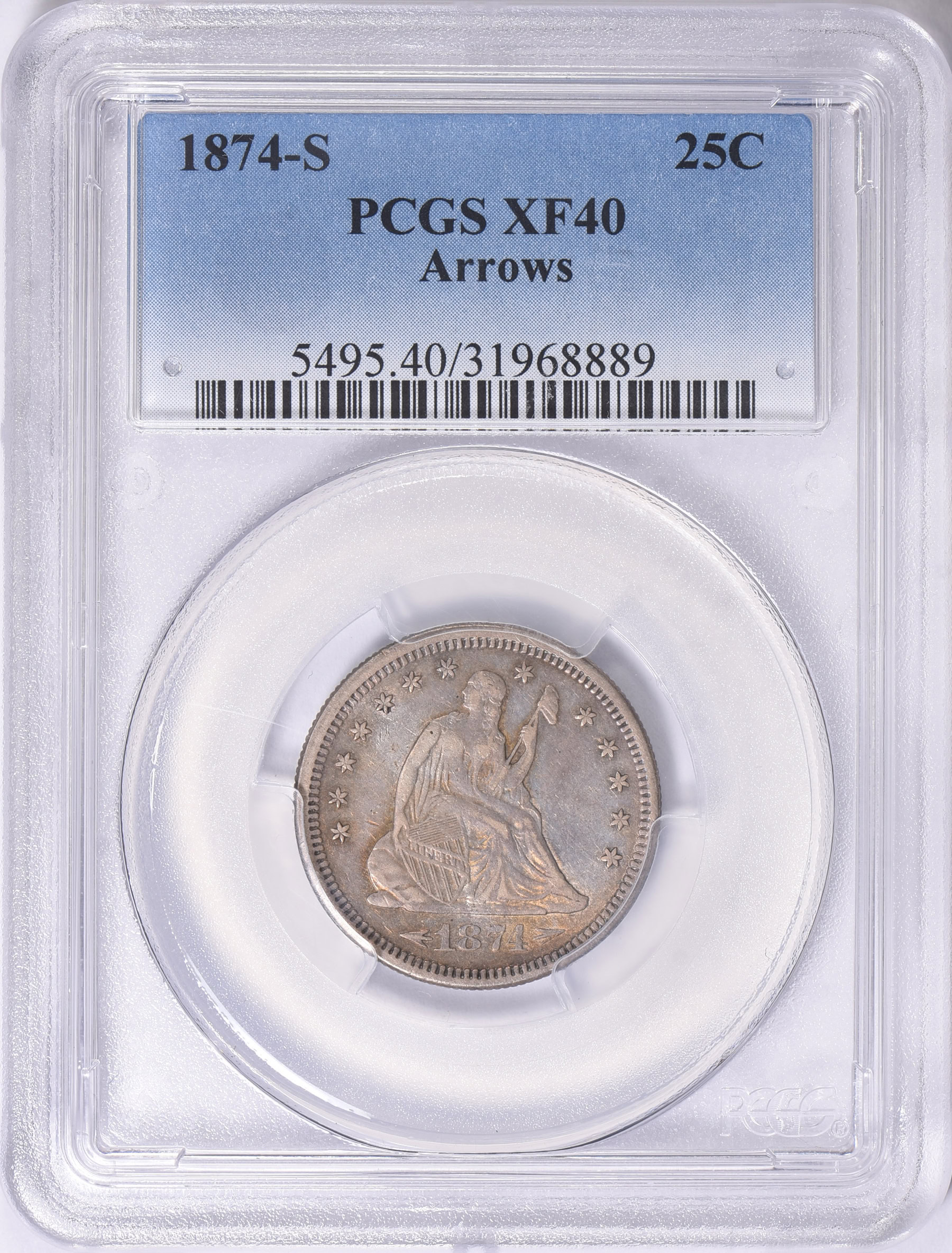 1874-S Seated Liberty Quarter Arrows PCGS XF-40 (Item 1747918) | GreatCollections Coin Auctions