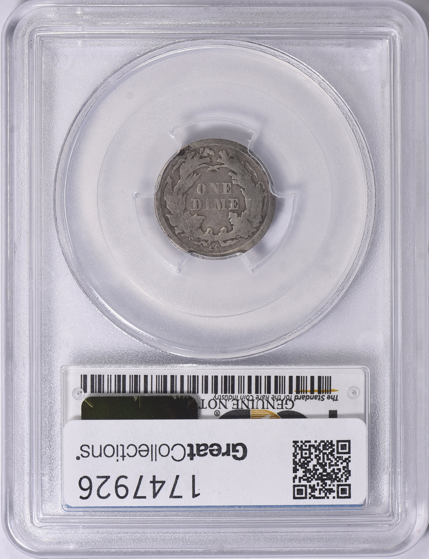 1874-CC Seated Liberty Dime Arrows PCGS Genuine Fine Details (Item 1747926) | GreatCollections ...