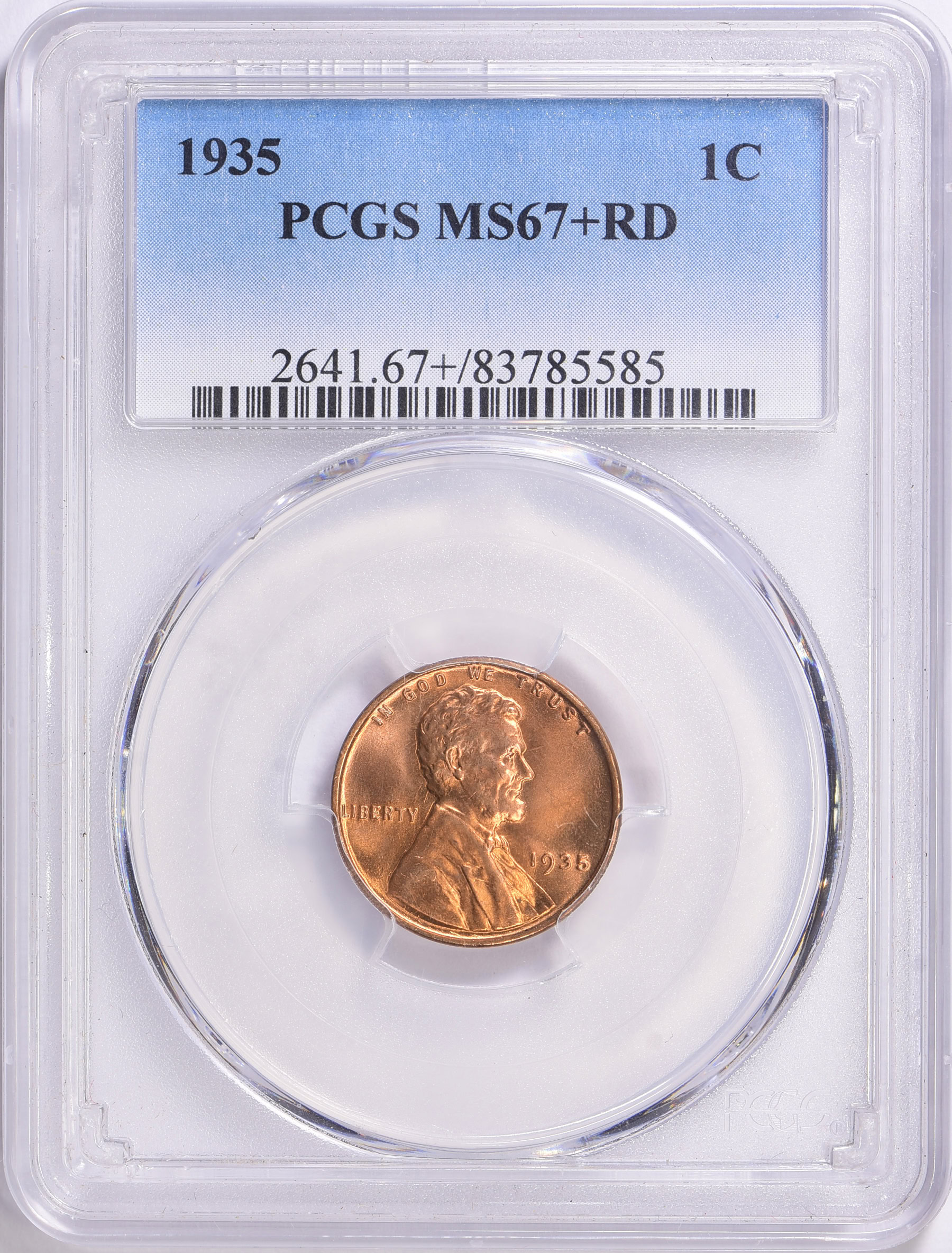 1935 Lincoln Cent PCGS MS-67+ RD (Item 1747963) | GreatCollections Coin Auctions