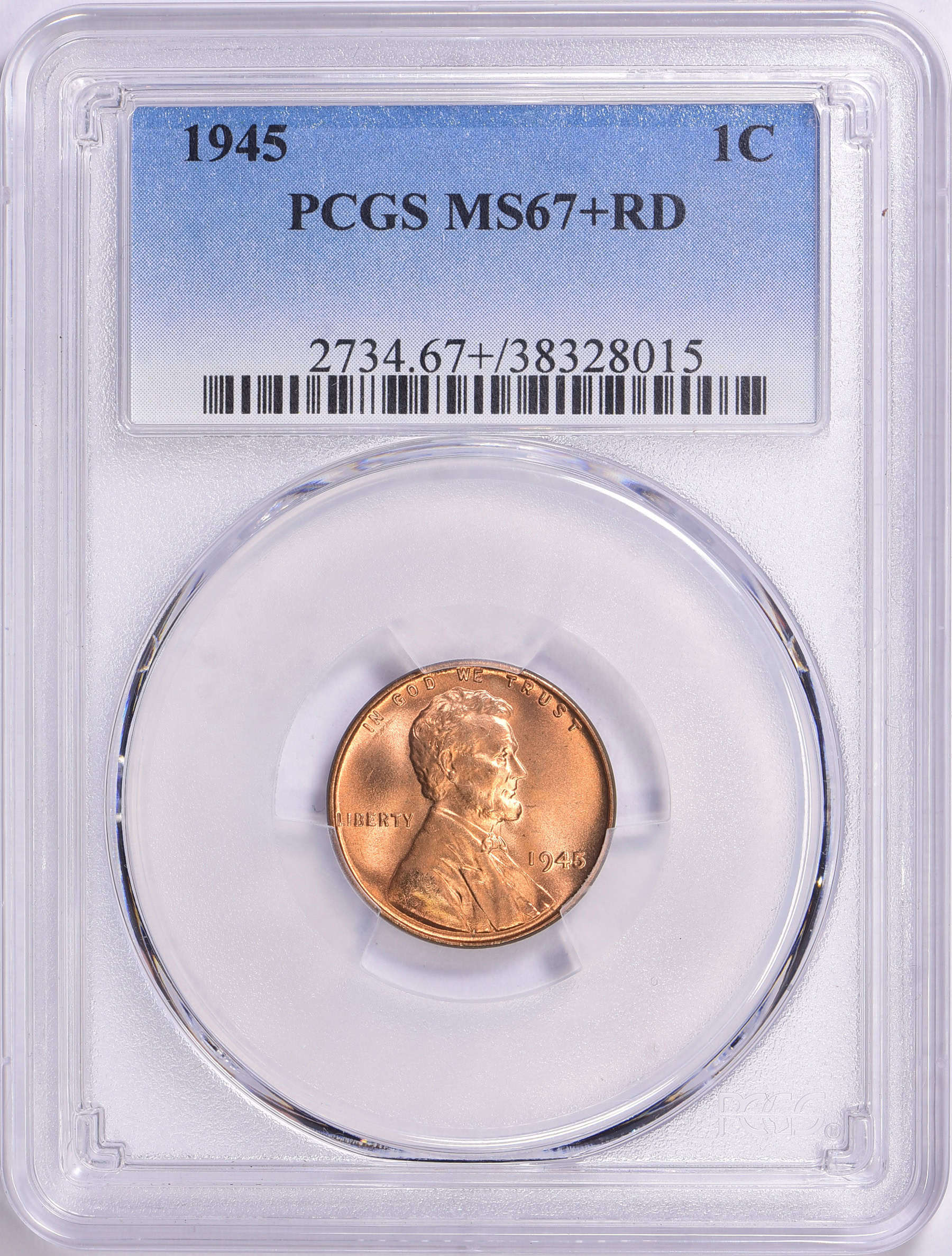 1945 Lincoln Cent PCGS MS-67+ RD (Item 1747971) | GreatCollections Coin Auctions